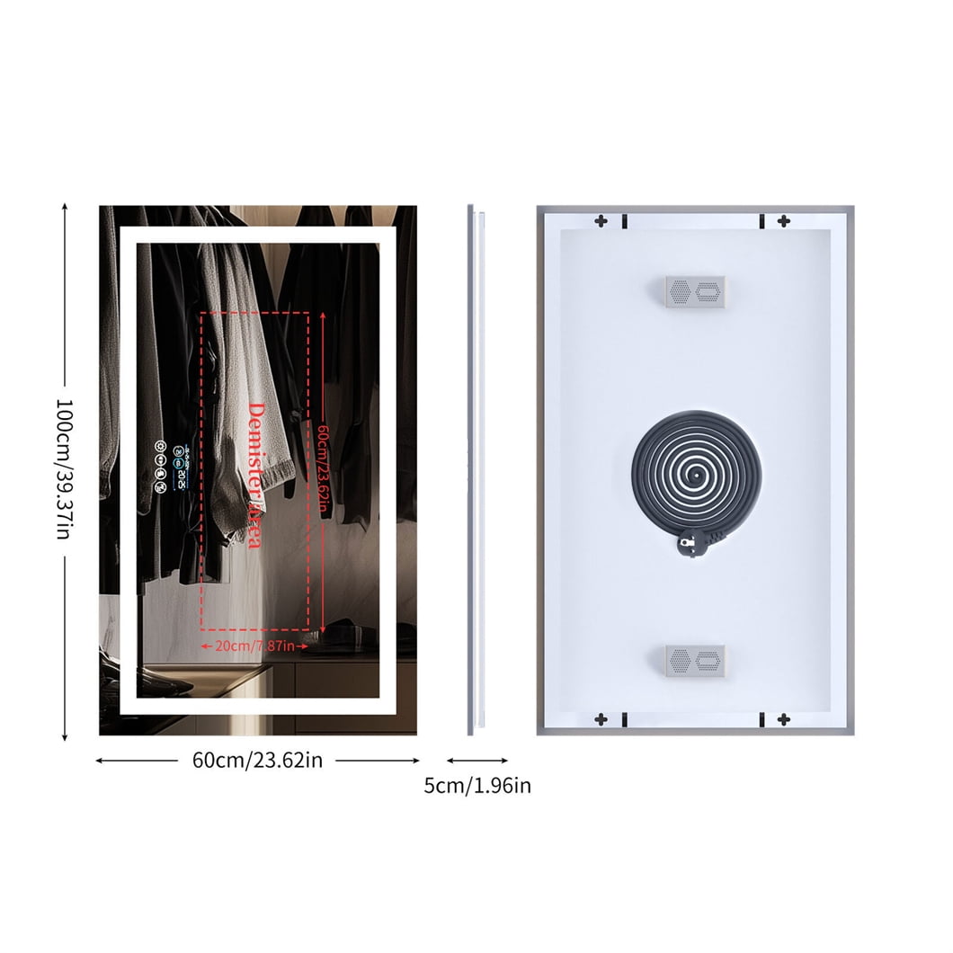 XXL Bathroom Mirror Smart LED Vanity Mirror Wall Mounted with Bluetooth ...