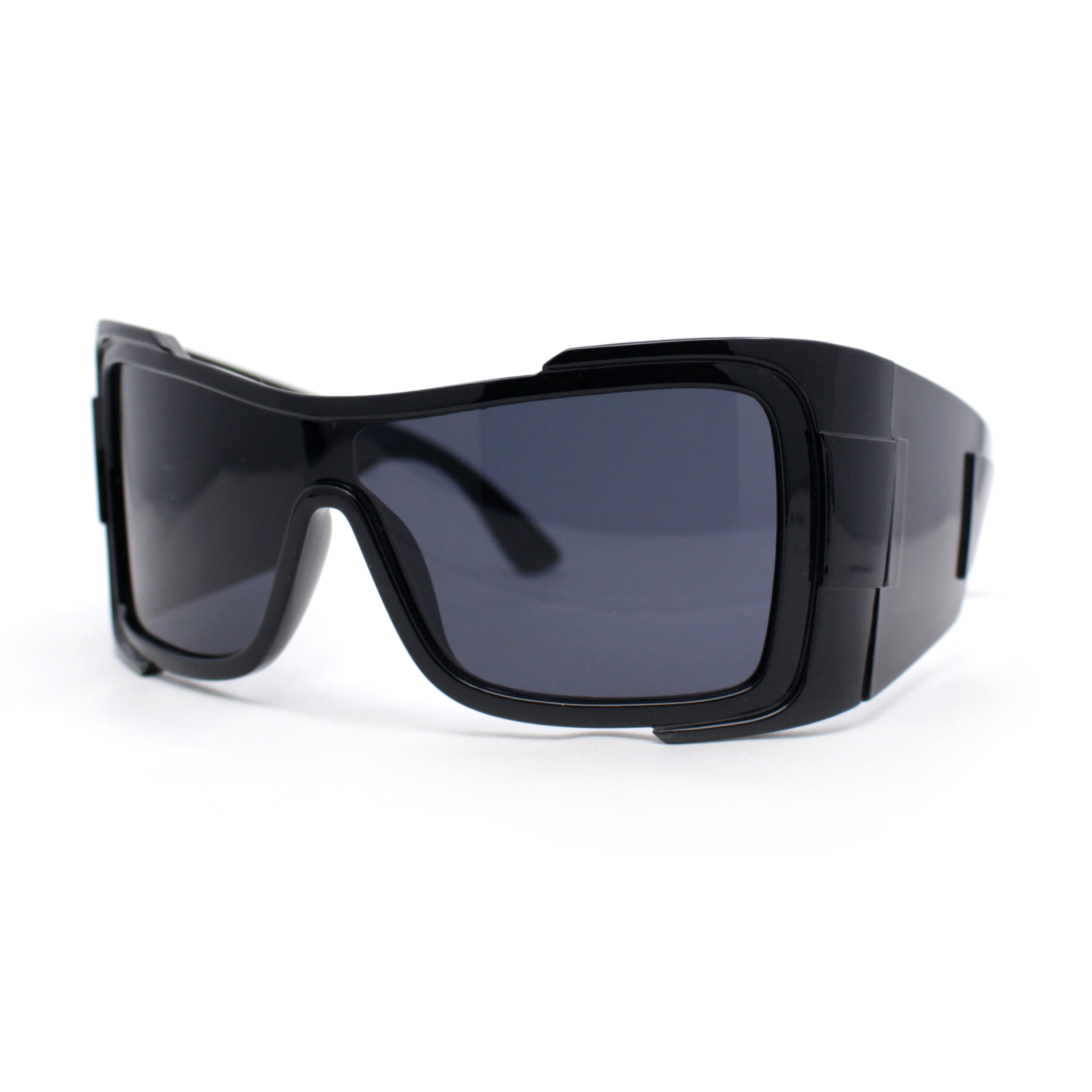 XXL Curved Wrap Around Rectangular Thick Arm Sport Plastic Sunglasses ...