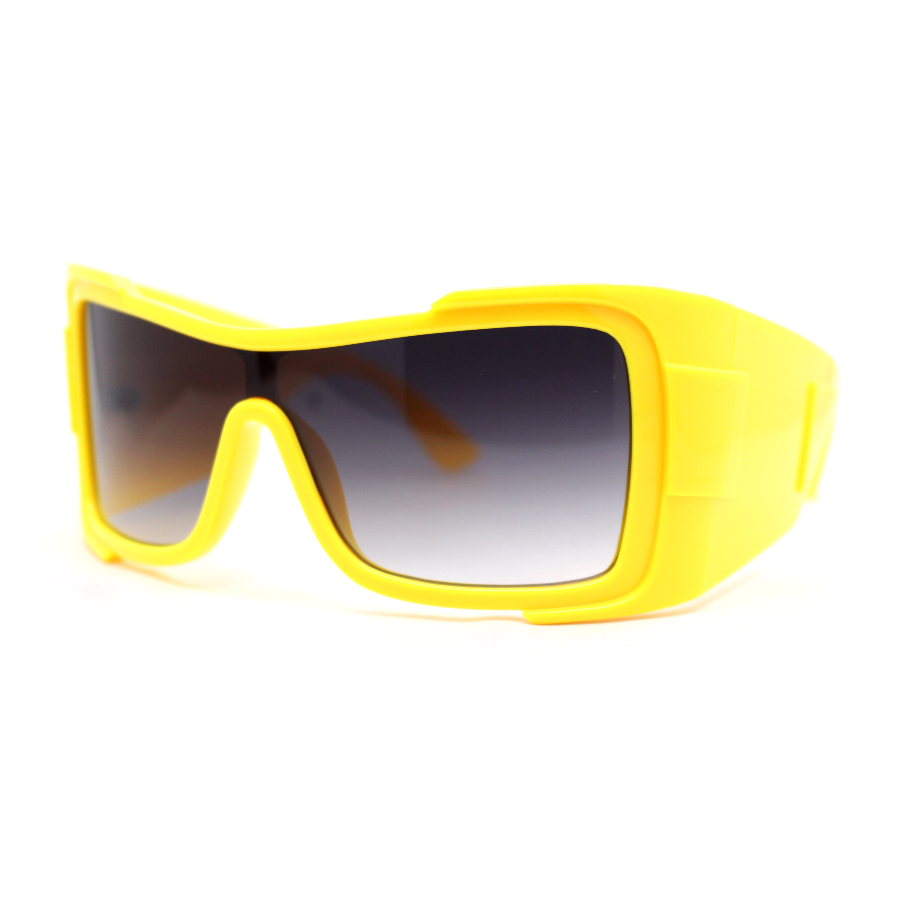 XXL Curved Wrap Around Rectangular Thick Arm Sport Plastic Sunglasses ...