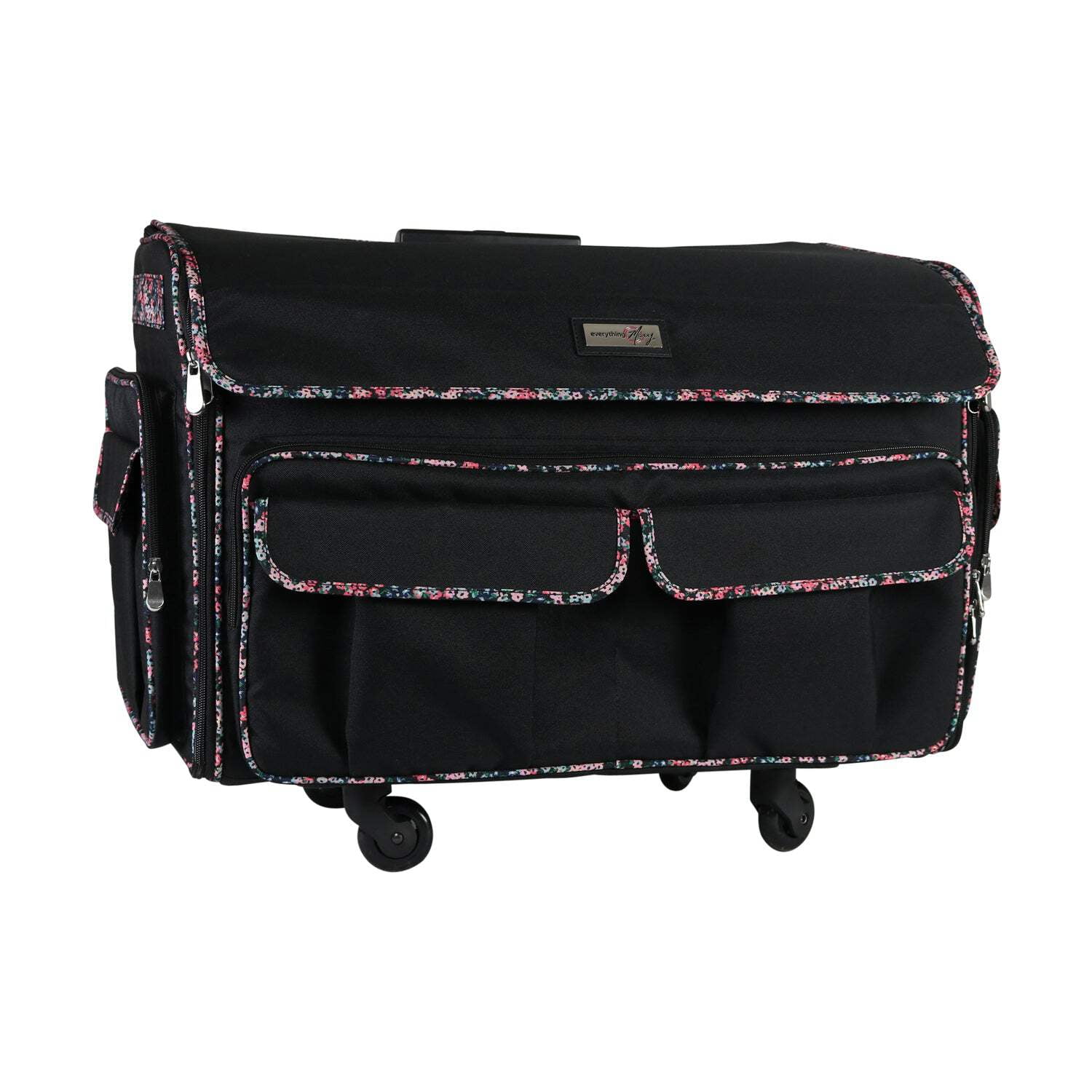 XXL Deluxe Universal Rolling Sewing Machine Carrying Tote, Black Floral ...