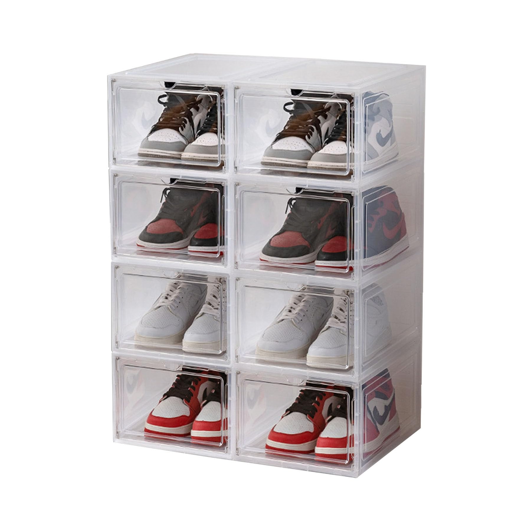 XXL Drop Front Shoe Storage Box Stackable, 8 Pack Shoe Boxes Clear ...