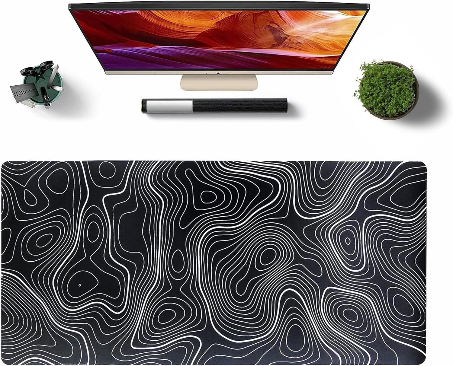 XXL Extended Black Gaming Mouse Pad with Stitched Edges Minimalist ...