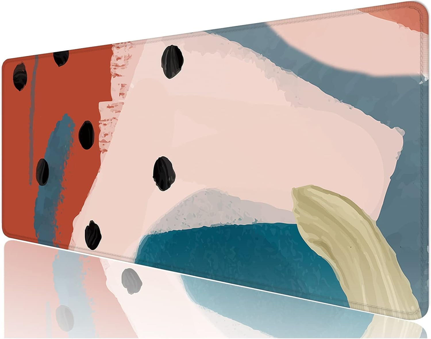 XXL Extended Large Gaming Mouse Pad - 32"x12", Abstract Art Red Dots ...