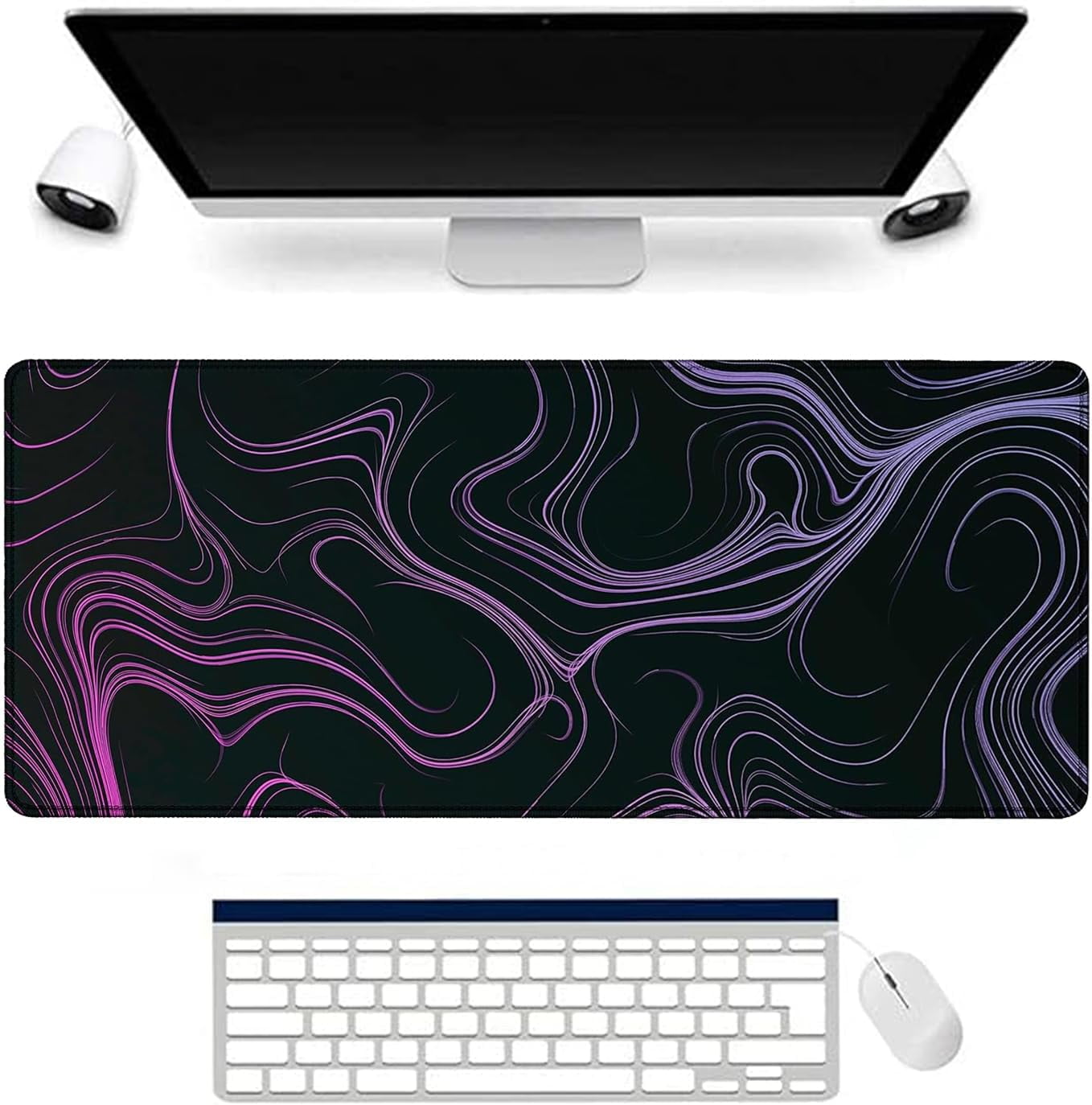 XXL Extended Purple Contour Lines Gaming Mouse Pad Large Minimalism ...