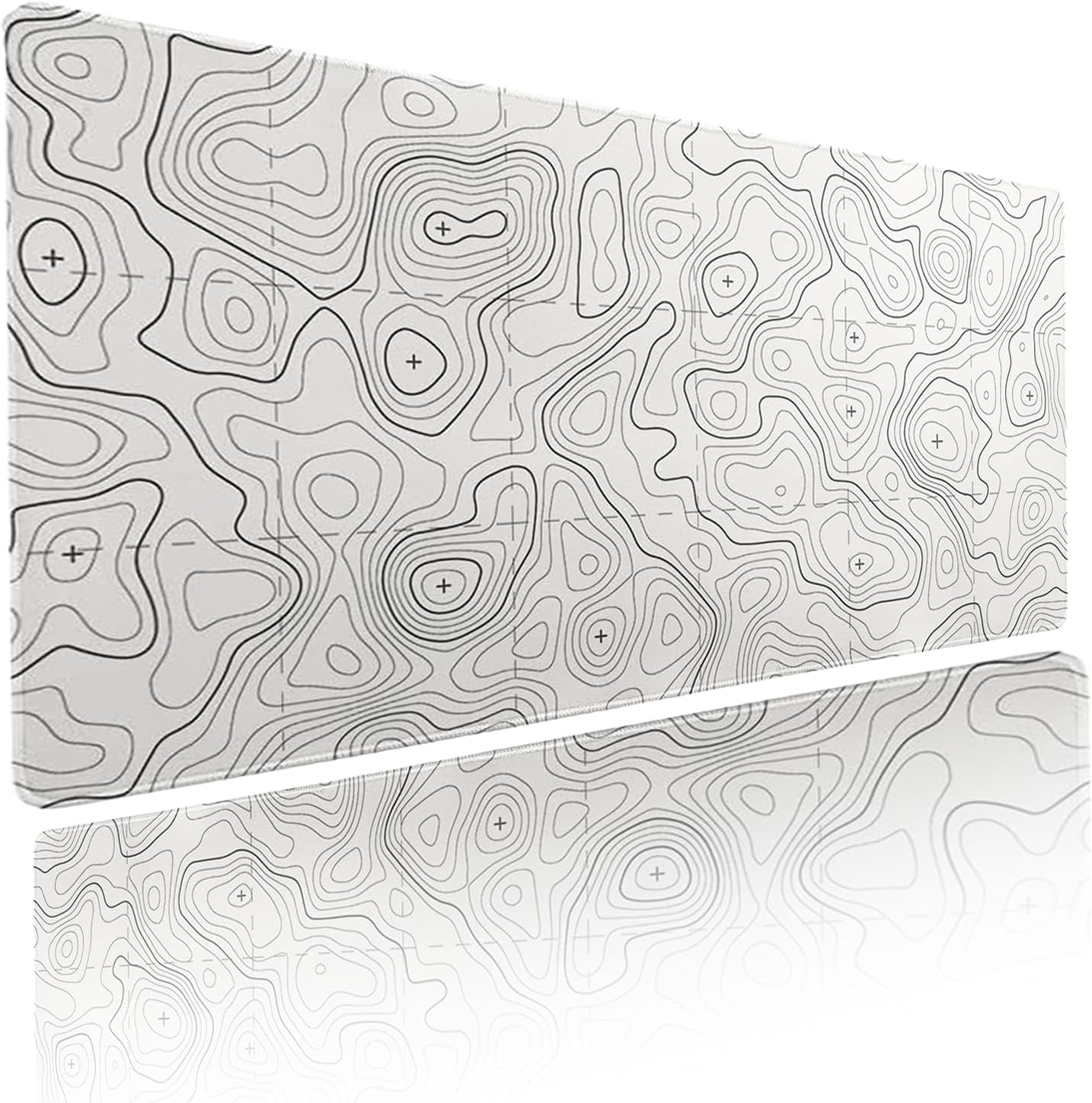 XXL Extended Topographic Gaming Mouse pad Large White Map Mousepad ...