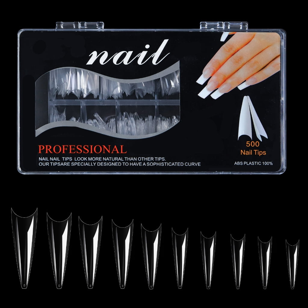 XXL Extra Long Square Fake Nails Tips No C Curve Straight Nail Manicure ...