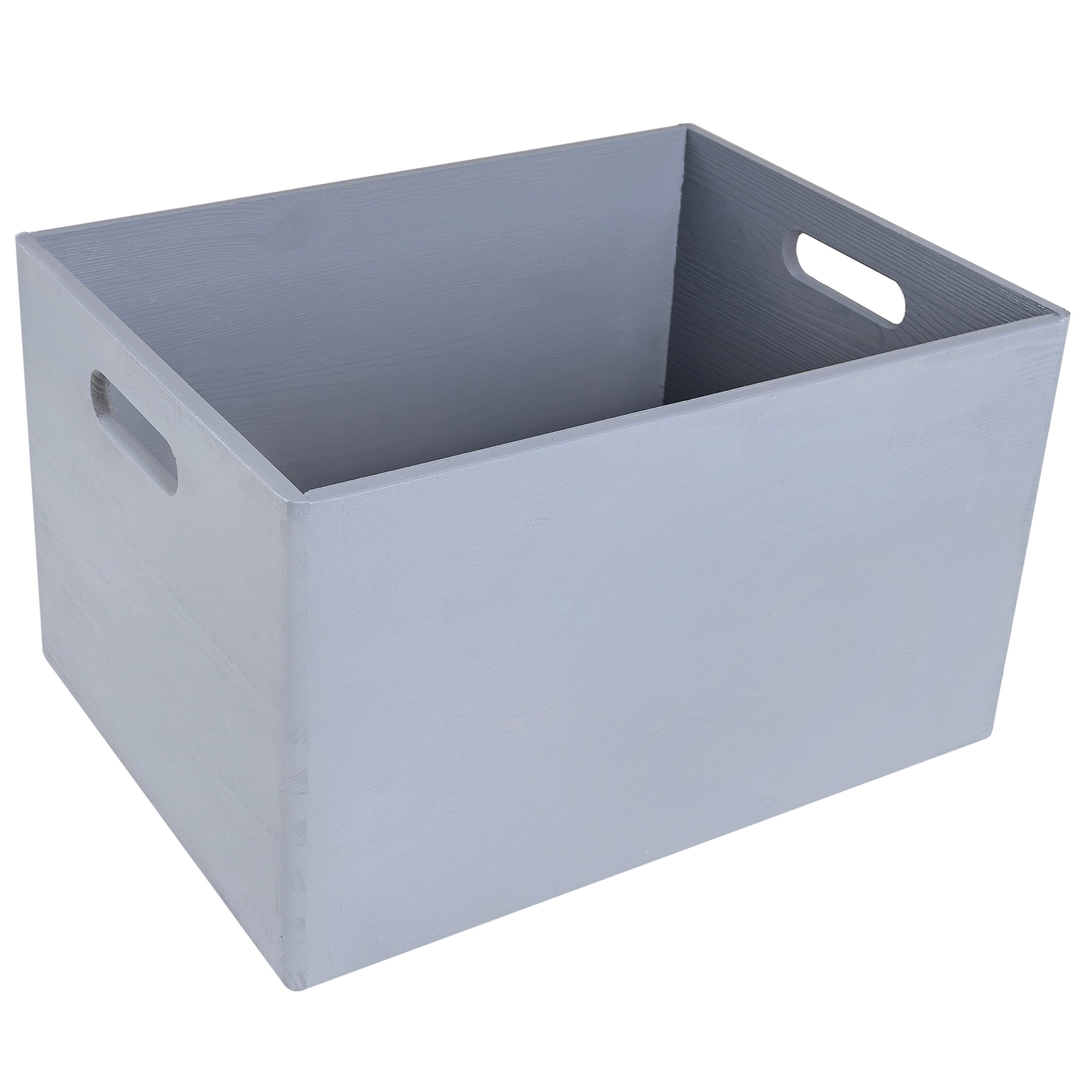 XXL Large Gray Wooden Crate Storage Box with Handles | 15.8x11.8x9.44in ...