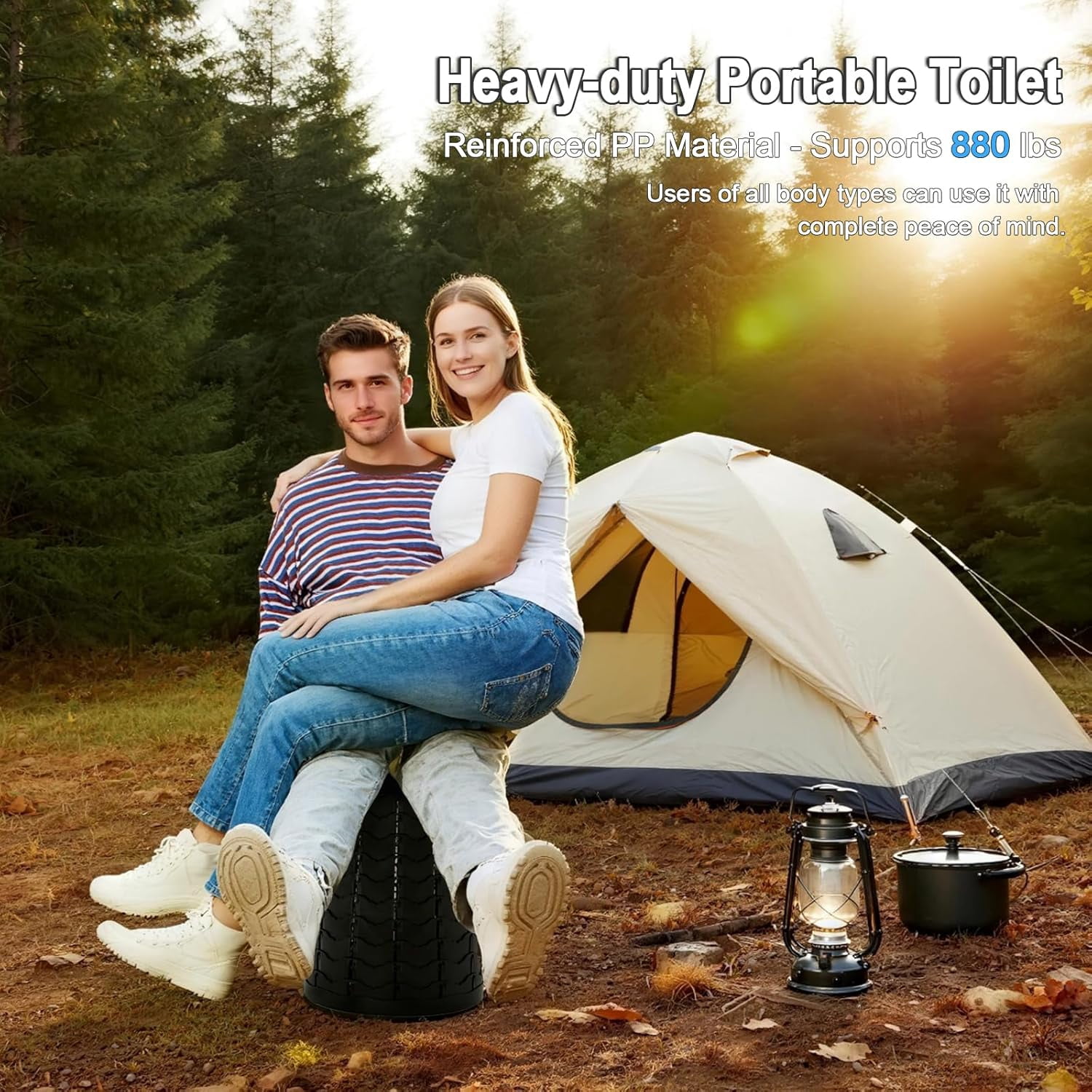 XXL Heavy Duty Portable Toilet for Adults - 880lbs Capacity, Adjustable ...