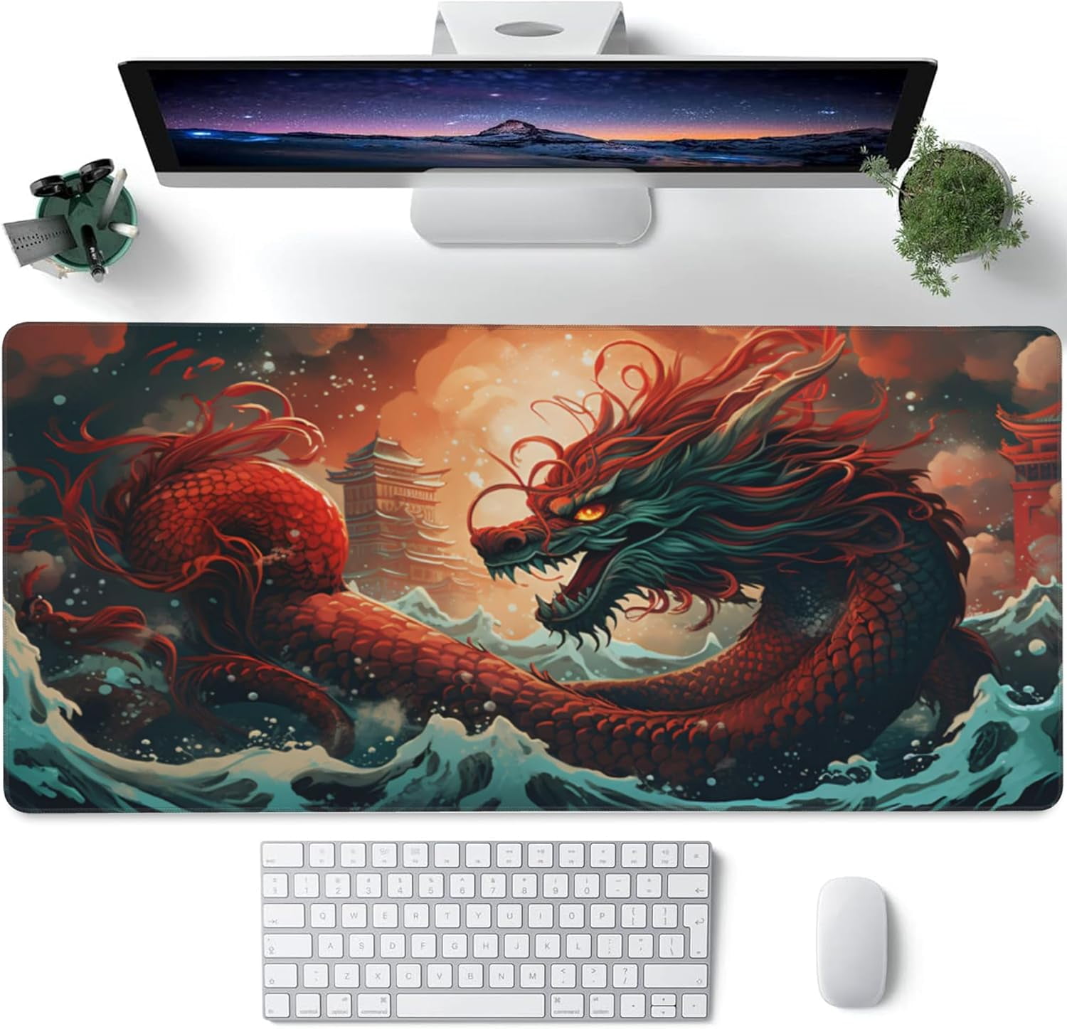 XXL Mouse Pad,Dragon and Rough Ocean Large Gaming Mouse Pad,Chinese ...