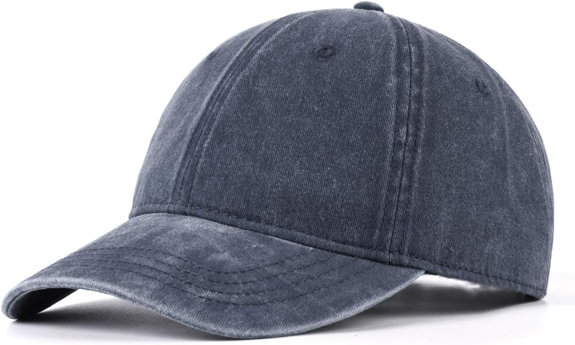 XXL Oversize Washed Denim Baseball Cap,Low Profile Jean Sports Cap for Big Heads 23.5"-25.5 ...