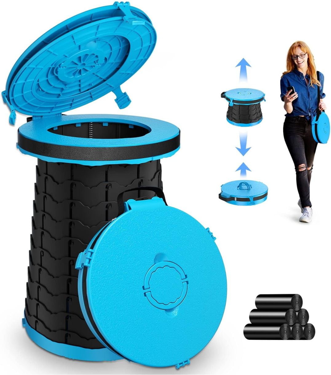 XXL Portable Toilet - 19.7"H Adjustable Foldable Camping Toilet ...