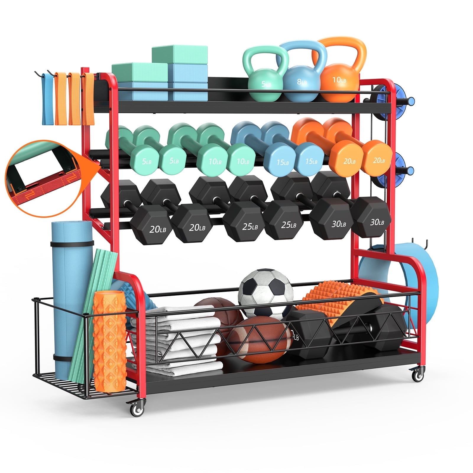 XXL Red Dumbbell Rack Weight Stand Adjustable Weight Rack for Dumbbells ...