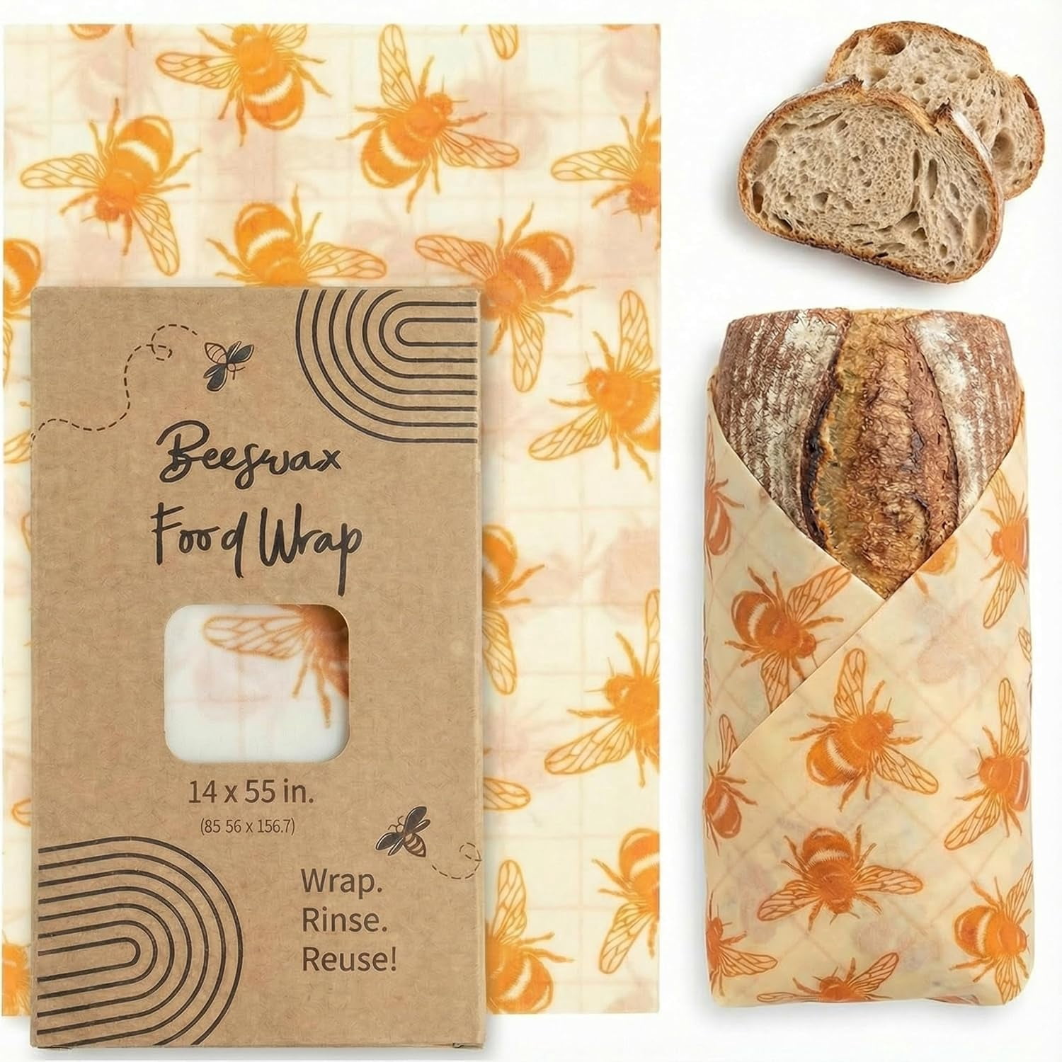 XXL Reusable Beeswax Wraps For Food - 14 x 55 in Roll | Cut to Size ...