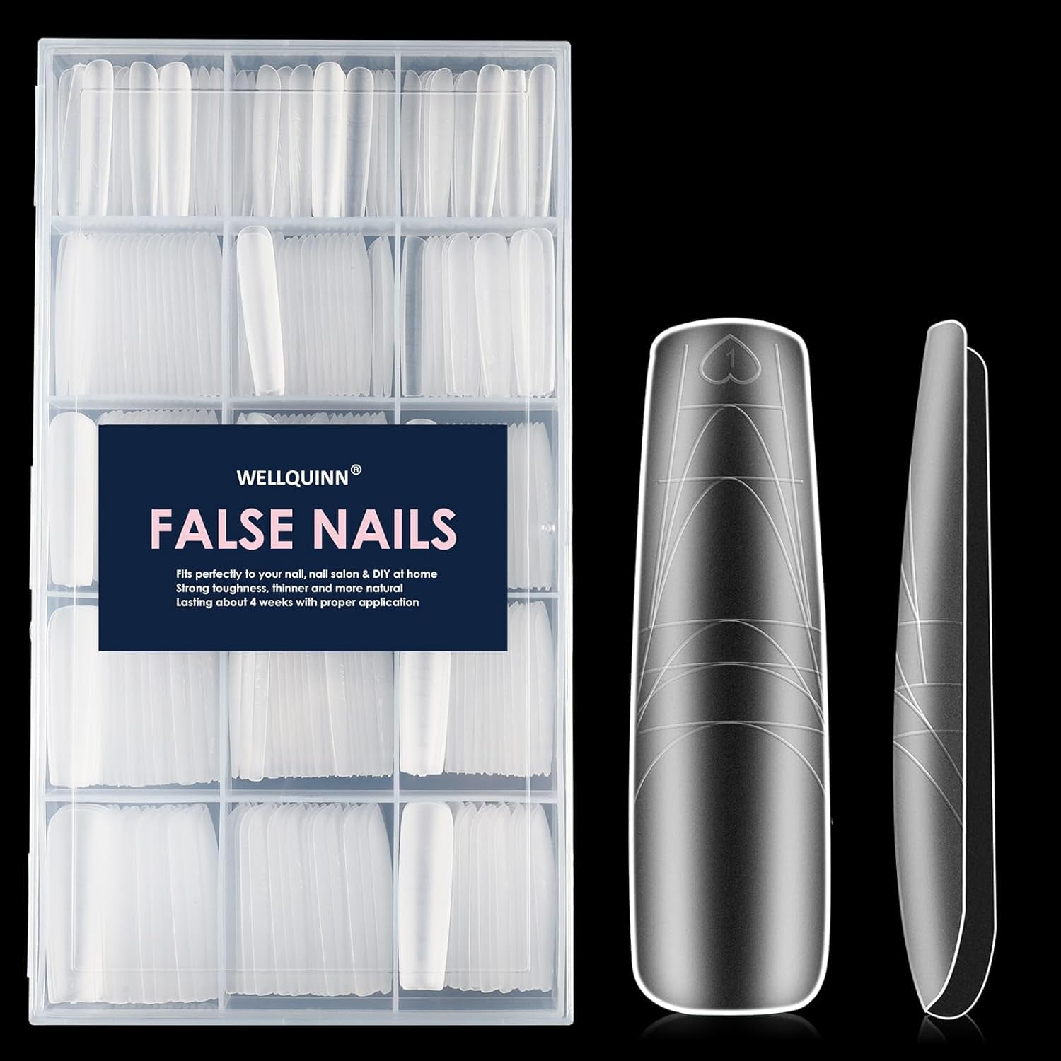 XXL Square Nails with Guidelines 300pcs Pre-shape Gel Acrylic Nail Tips ...