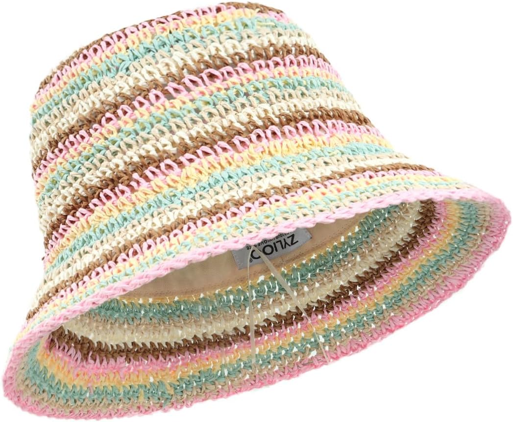 XXL Straw Bucket Hats,Large Summer Travel Hats,S M Shapeable Wide Brim ...