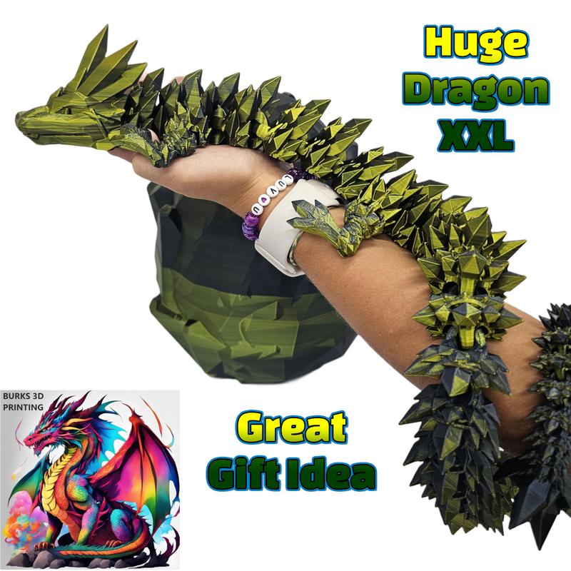 XXL Transition Crystal Dragon with Matching Eggs, Almost 30 Inches, 3D ...