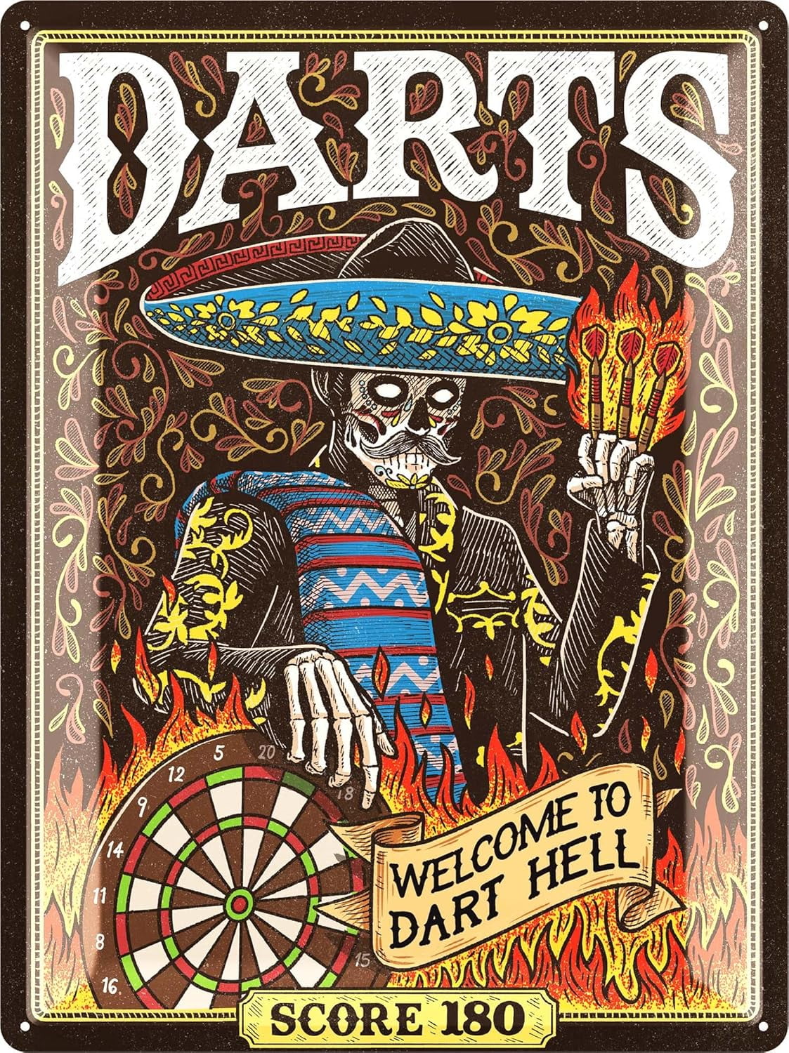 XXL Vintage metal Tin Sign WECLOME to DART HELL Man Cave darts ...