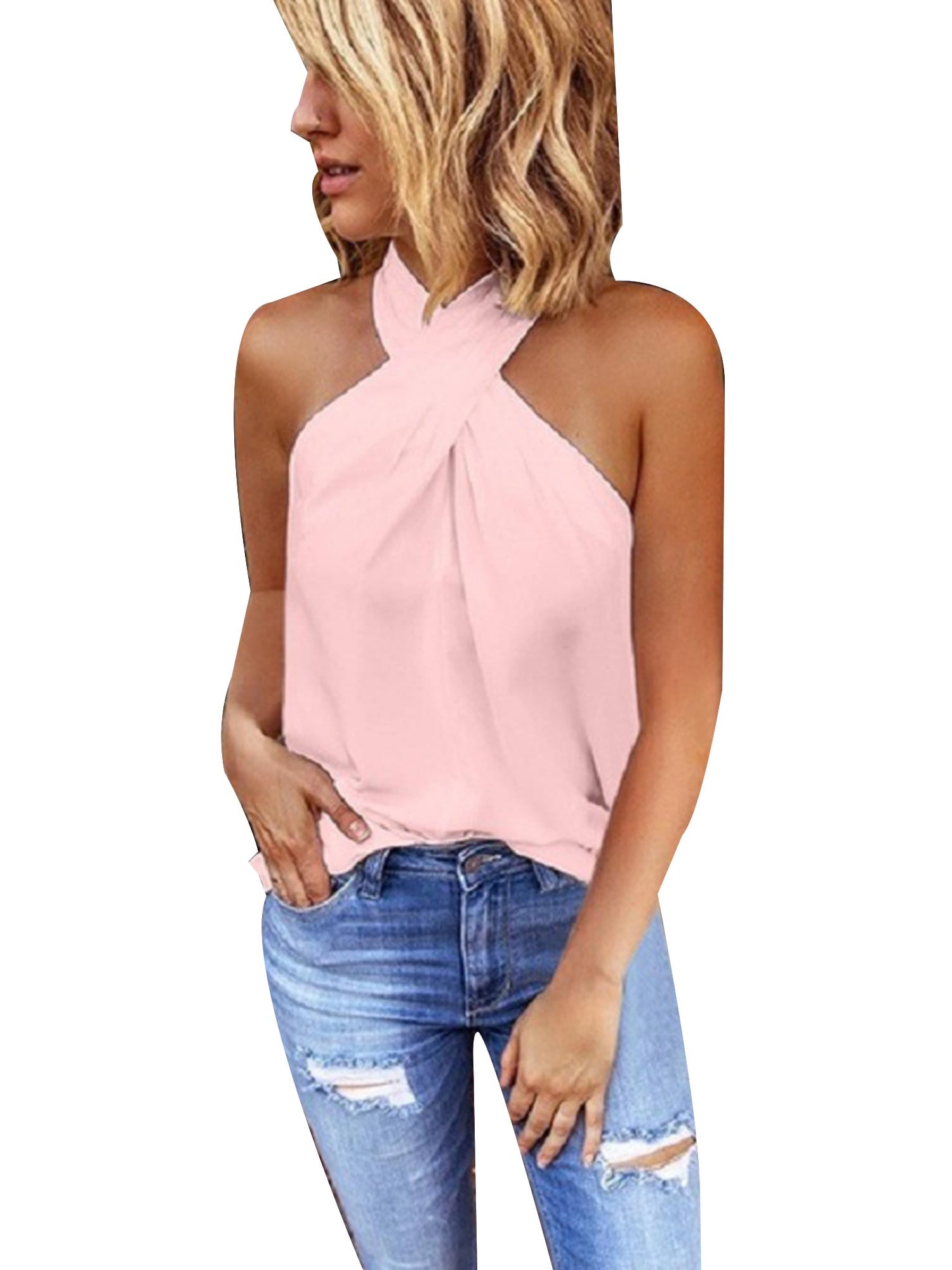 XXLvision Women Sexy Off Shoulder Vest Criss Cross Halter Top Wrap ...