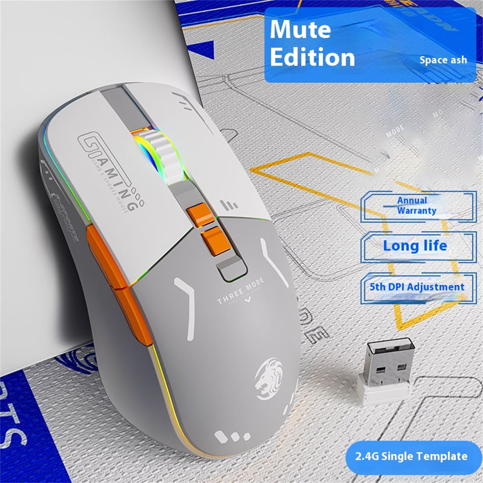 XXPLKPFA G308 Wireless Mecha Wireless Gaming Mouse ，Rechargeable and ...