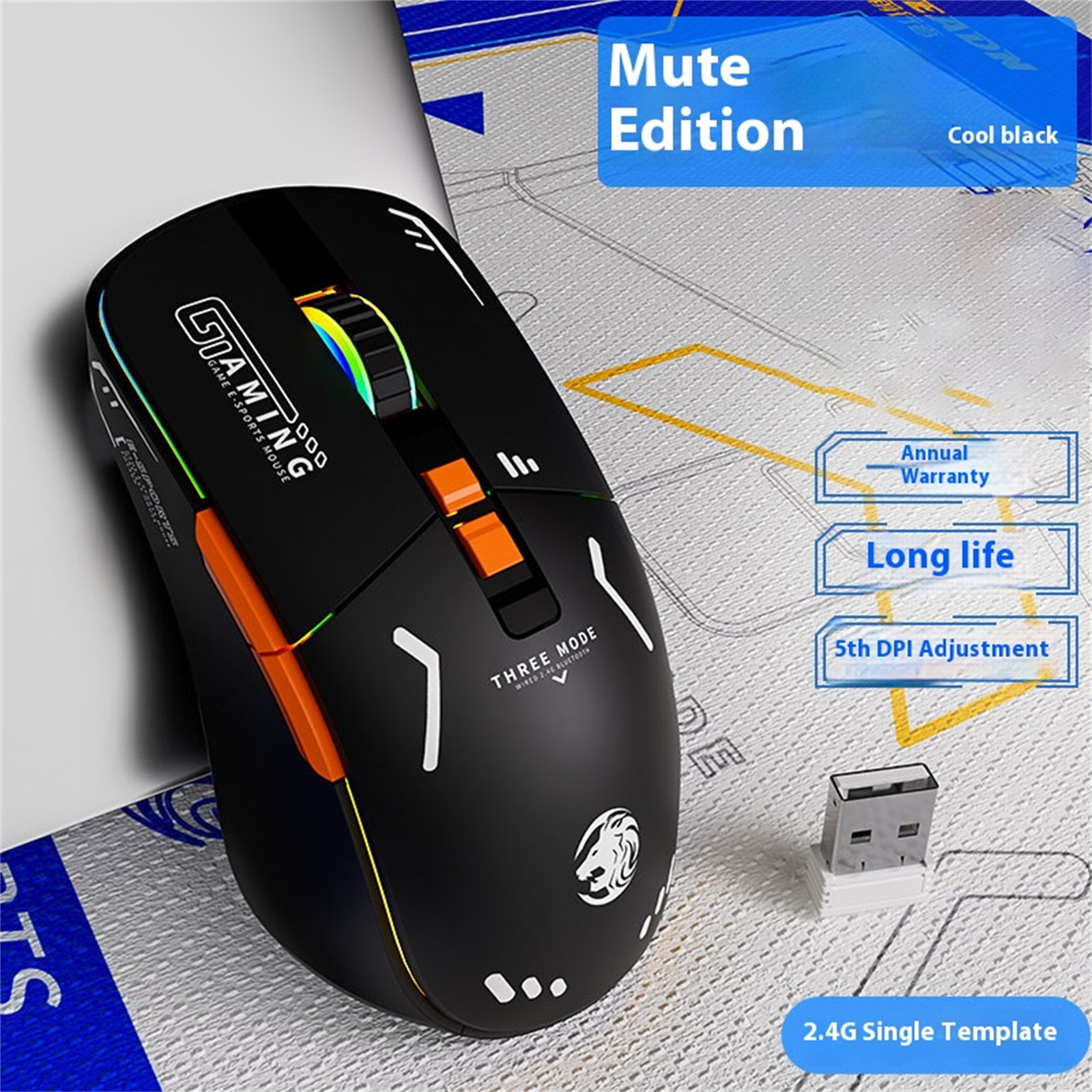 XXPLKPFA G308 Wireless Mecha Wireless Gaming Mouse ，Rechargeable and ...