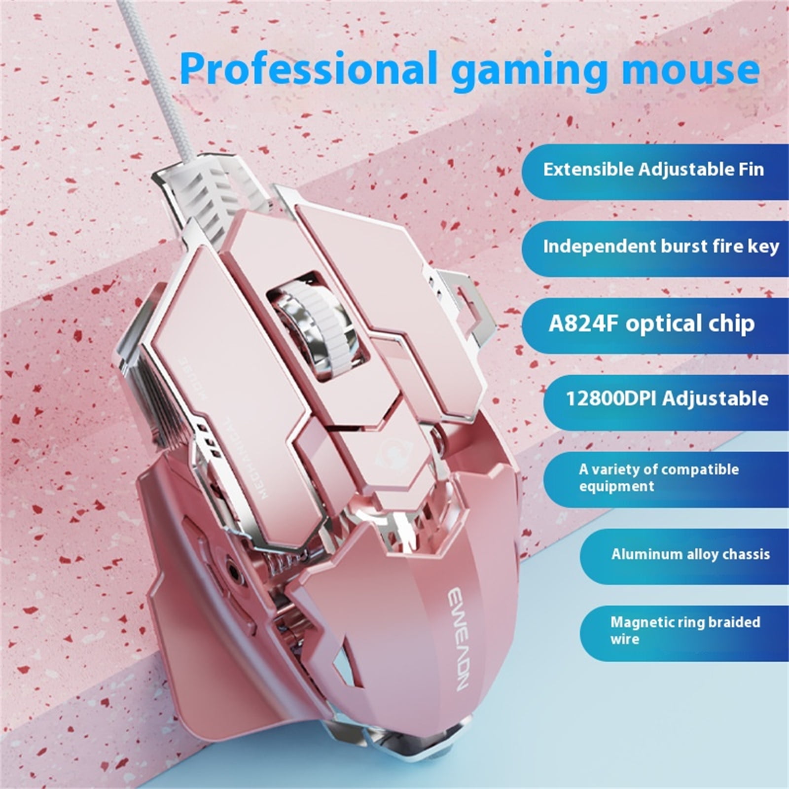 XXPLKPFA G5 gaming wired mouse, Wired Macro Programming Metal Weighted ...