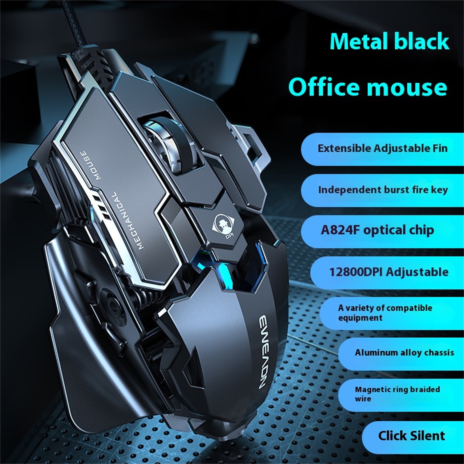 XXPLKPFA G5 gaming wired mouse, Wired Macro Programming Metal Weighted ...