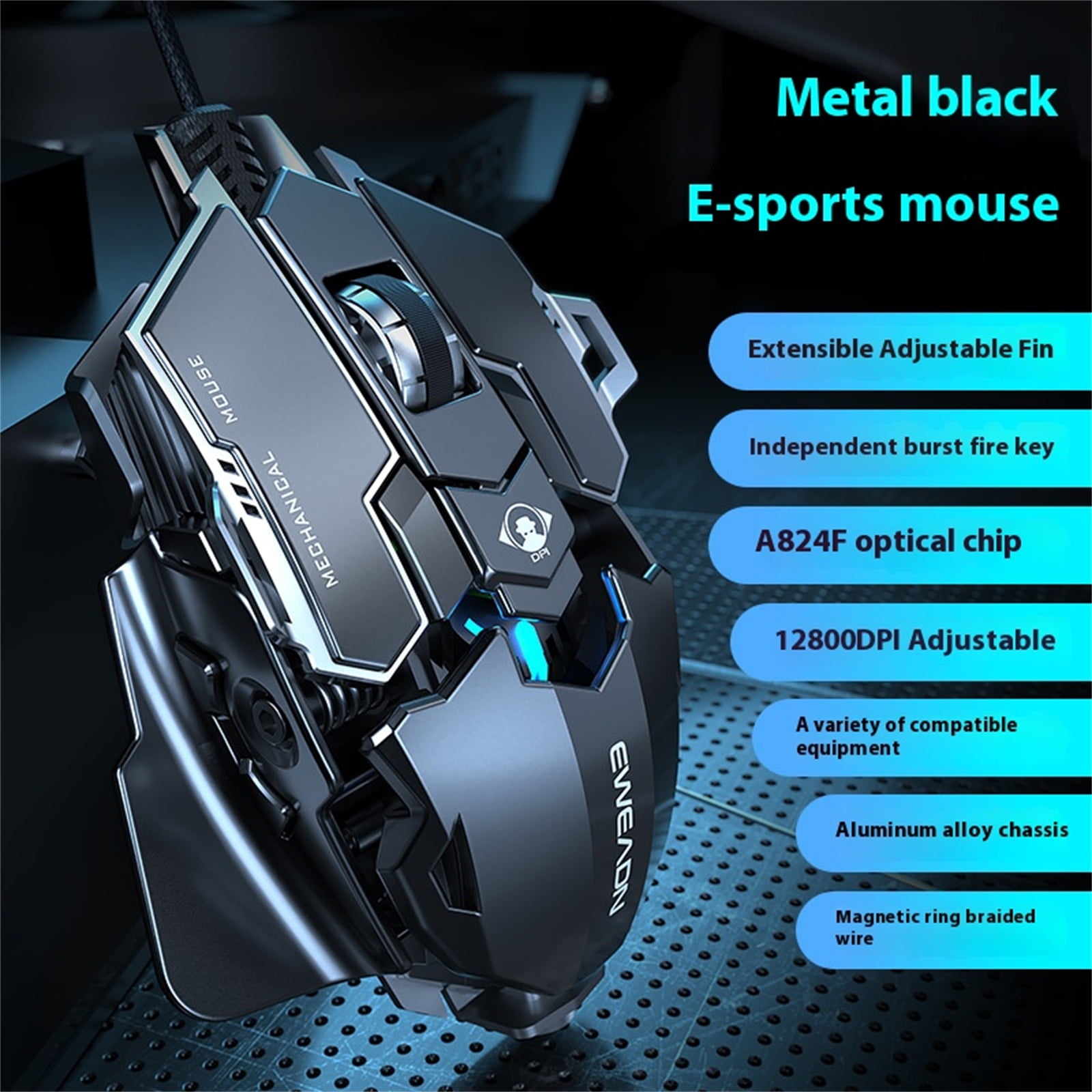 XXPLKPFA MK500 Wired Gaming Mouse, Gaming Mechanical for PC Desktop and ...
