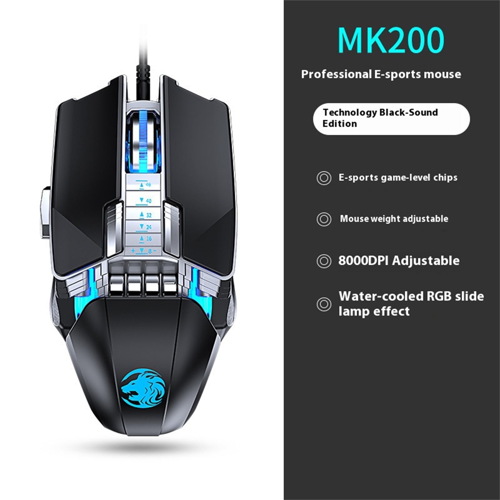 XXPLKPFA MK500 Wired Gaming Mouse, Gaming Mechanical for PC Desktop and ...