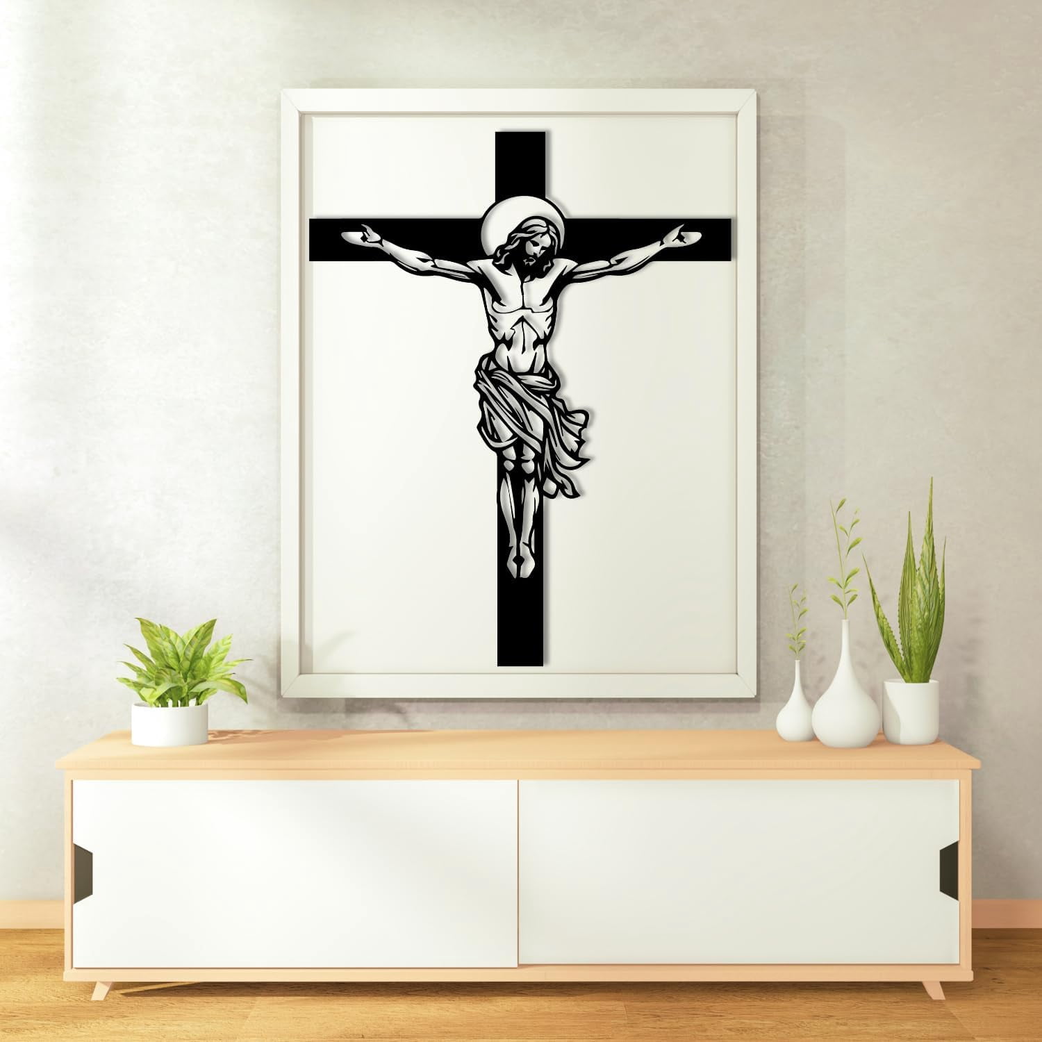 XXQ Cross Metal Wall Art, Decorative Christian Cross for Living Room ...