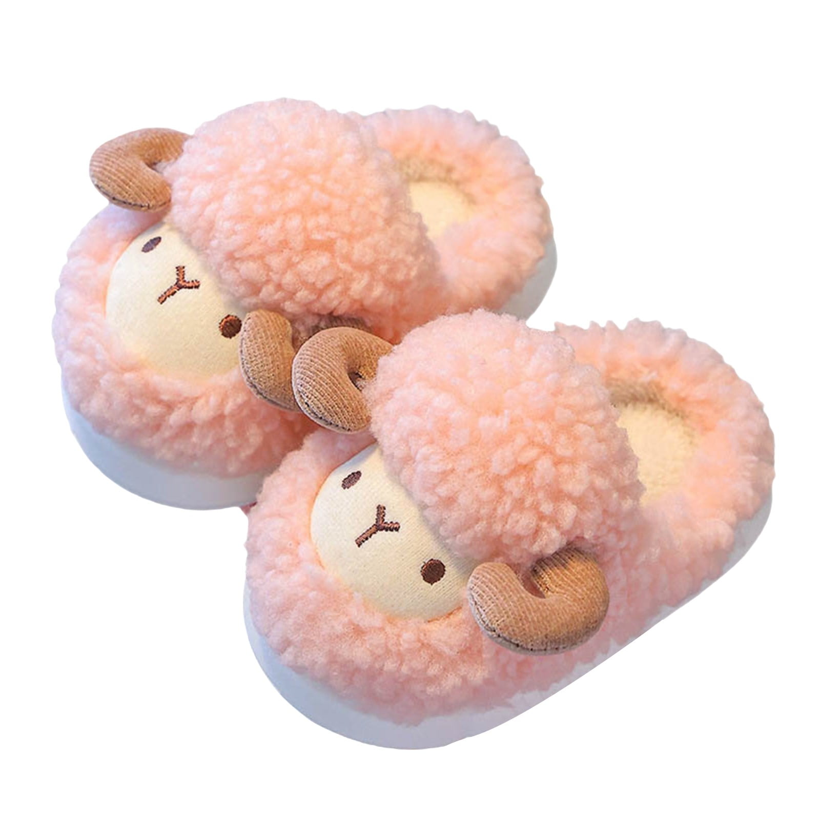 XXWXYD Baby Fuzzy Indoor Slippers, Non-Slip Flat Sole Plush Warm House ...