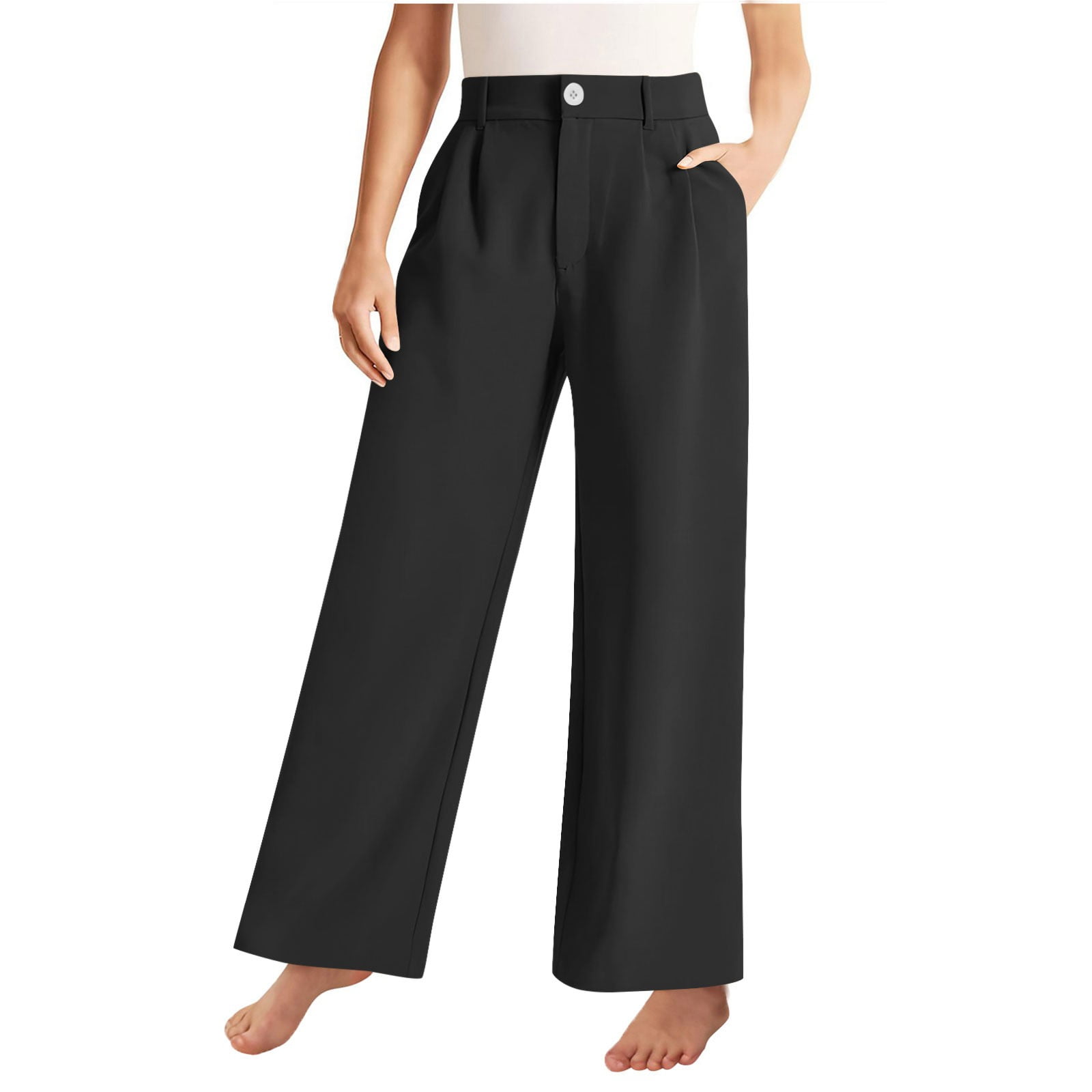 XXWXYD Clearence Girls Business Casual Trousers Pockets Wide Leg Pants ...