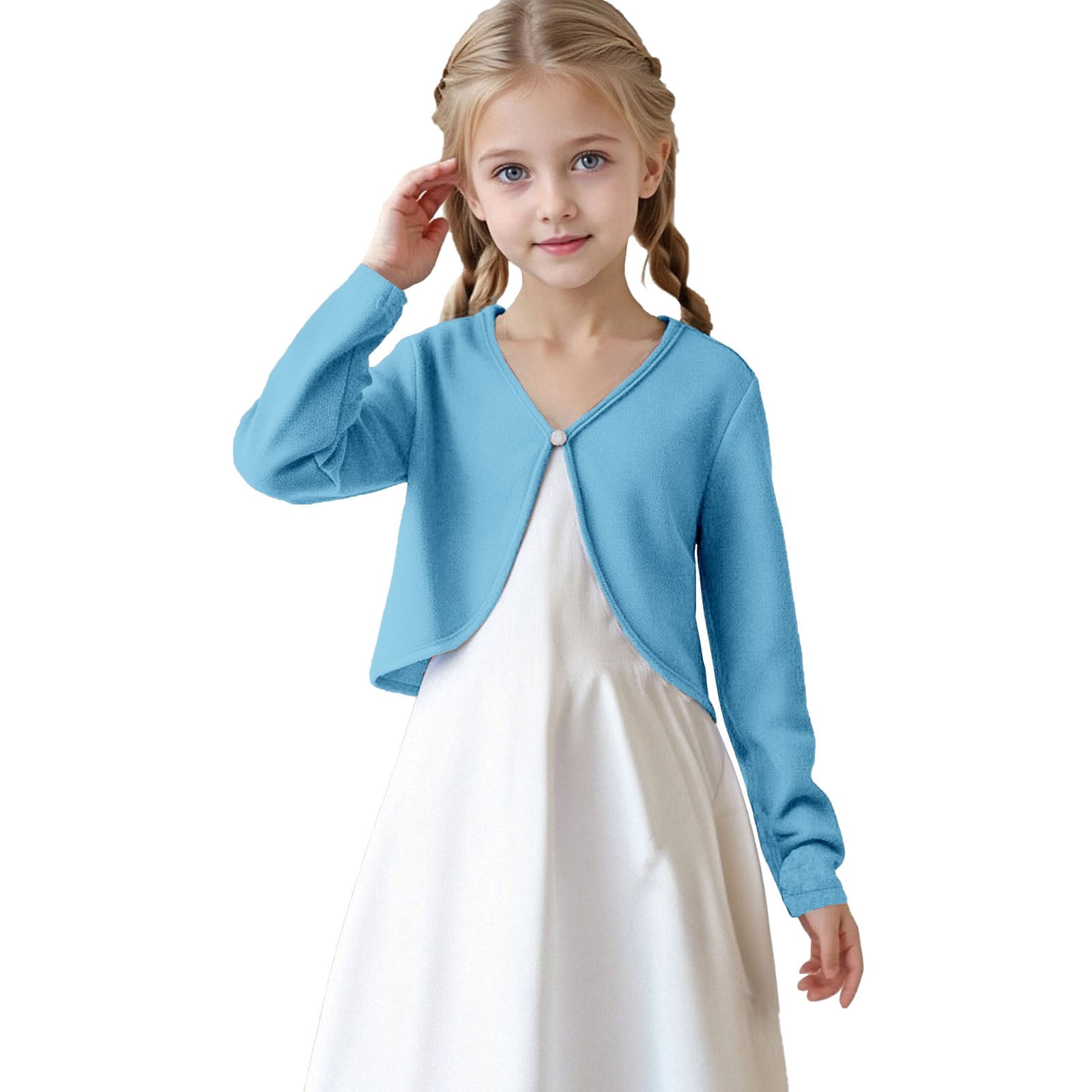 XXWXYD Girls Long Sleeve Cardigan Little Girls Cute Dressy Cardigan ...