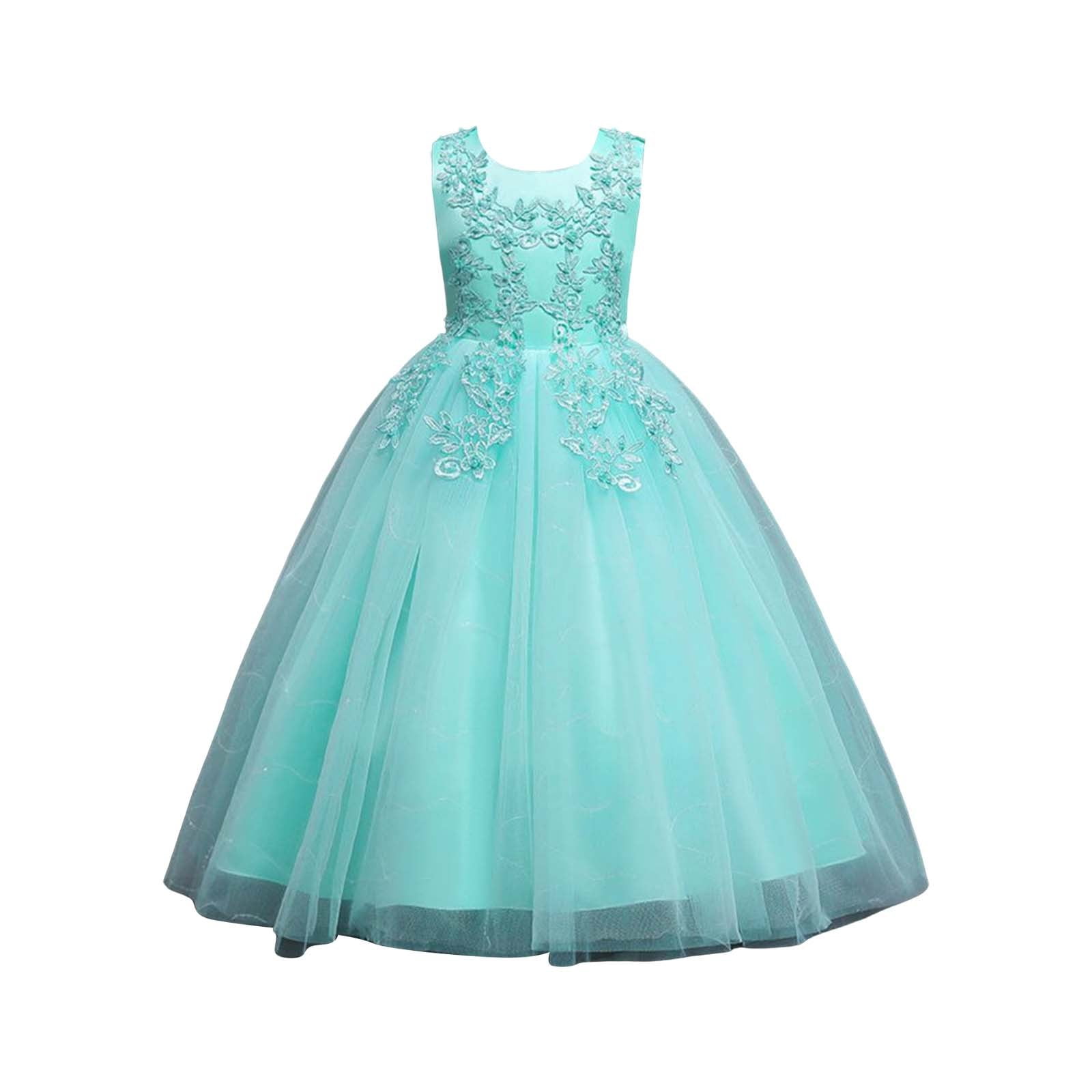 XXWXYD Girls Sleeveless Tulle Dress Pleated Lace Flower Part𝗒 Gown ...