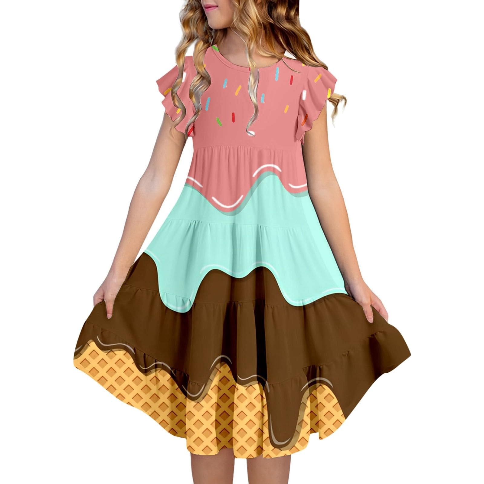 XXWXYD Girls Tiered Skater Dress Twirl A-Line Summer 𝖲undress with ...