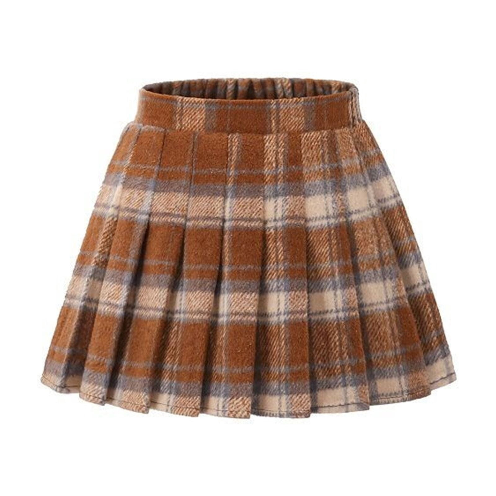 XXWXYD Girls Woolen Pleated Mini Skirt Plaid Cute A Line Classic Style ...