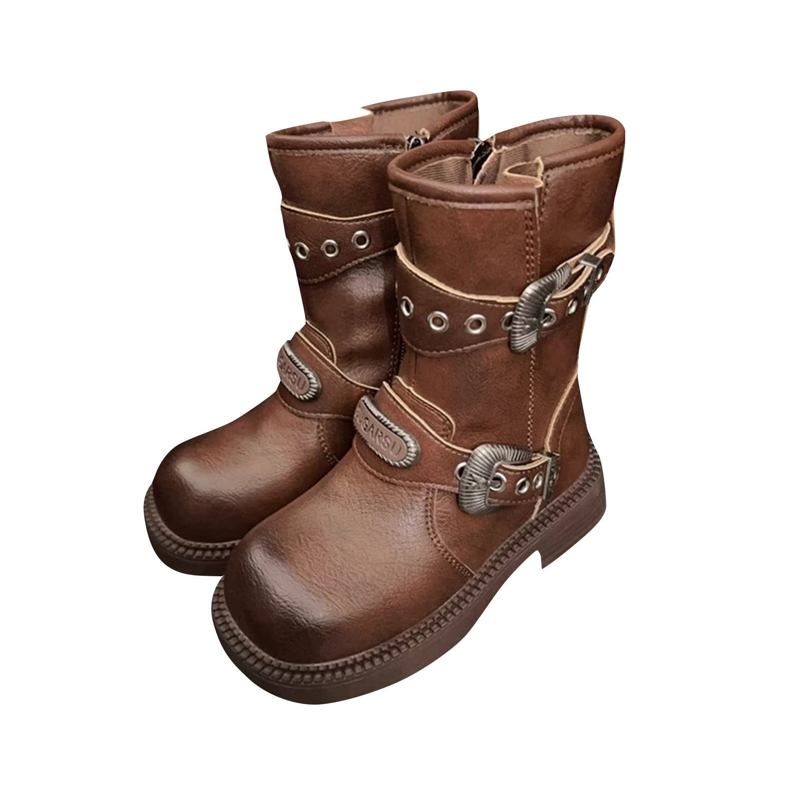 XXWXYD Little Girls Boots Retro Color Brushed Children's Boots Mid High ...