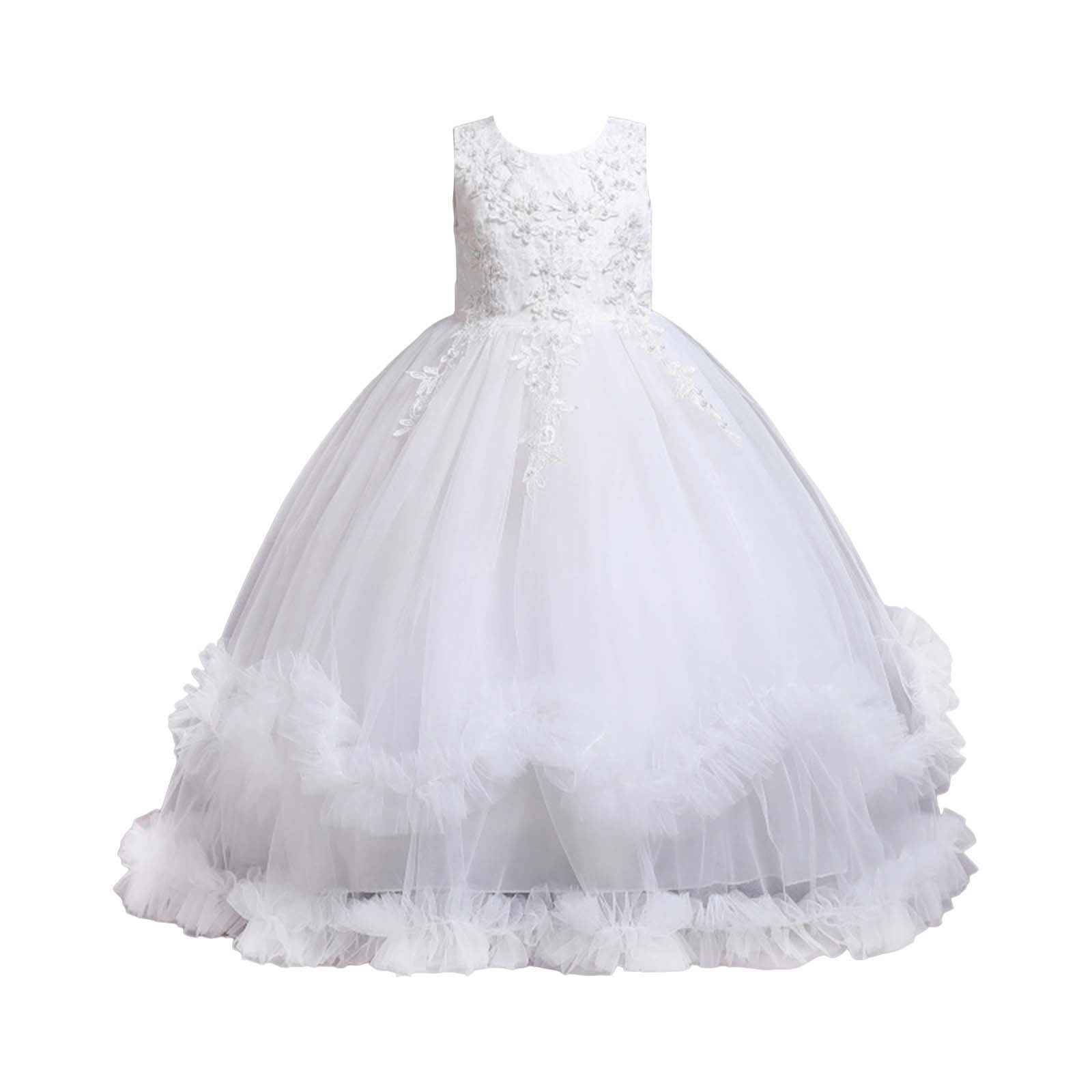 XXWXYD Little Girls Sleeveless Tulle Dress Flower Embroidery Princess ...