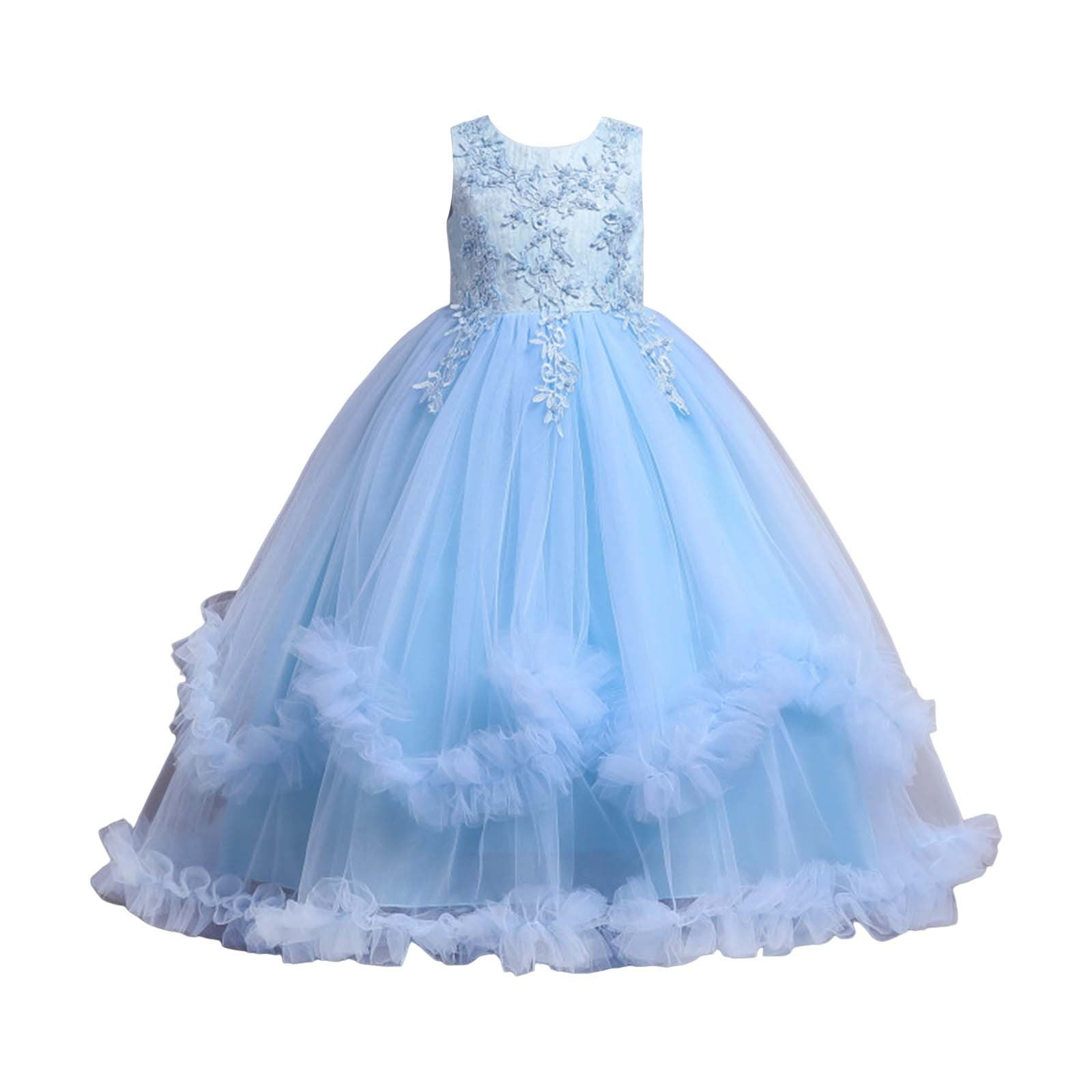 XXWXYD Little Girls Sleeveless Tulle Dress Flower Embroidery Princess ...