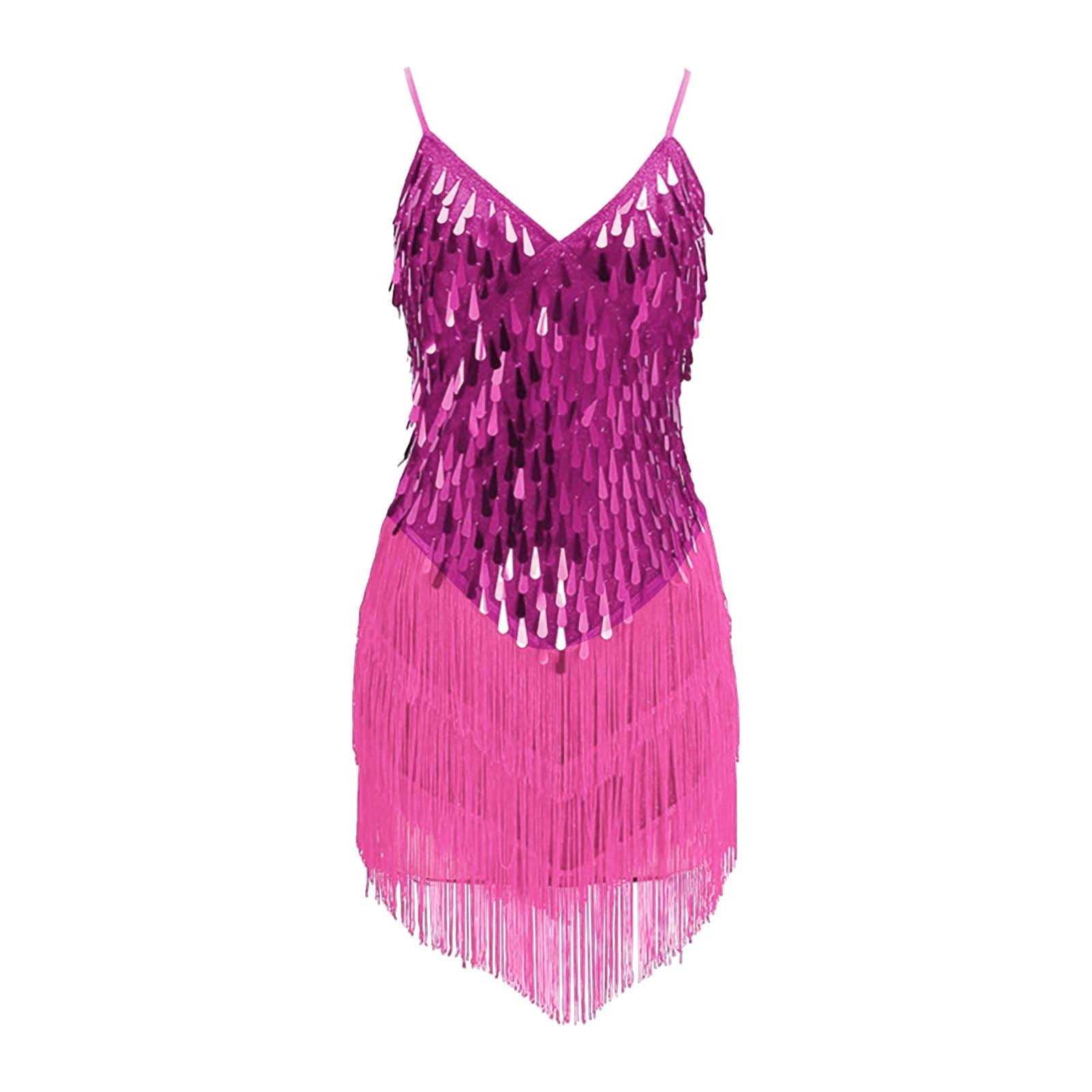 XXWXYD Stage-Ready Latin Dance Set, Sequin Fringe Tassel Skirt ...