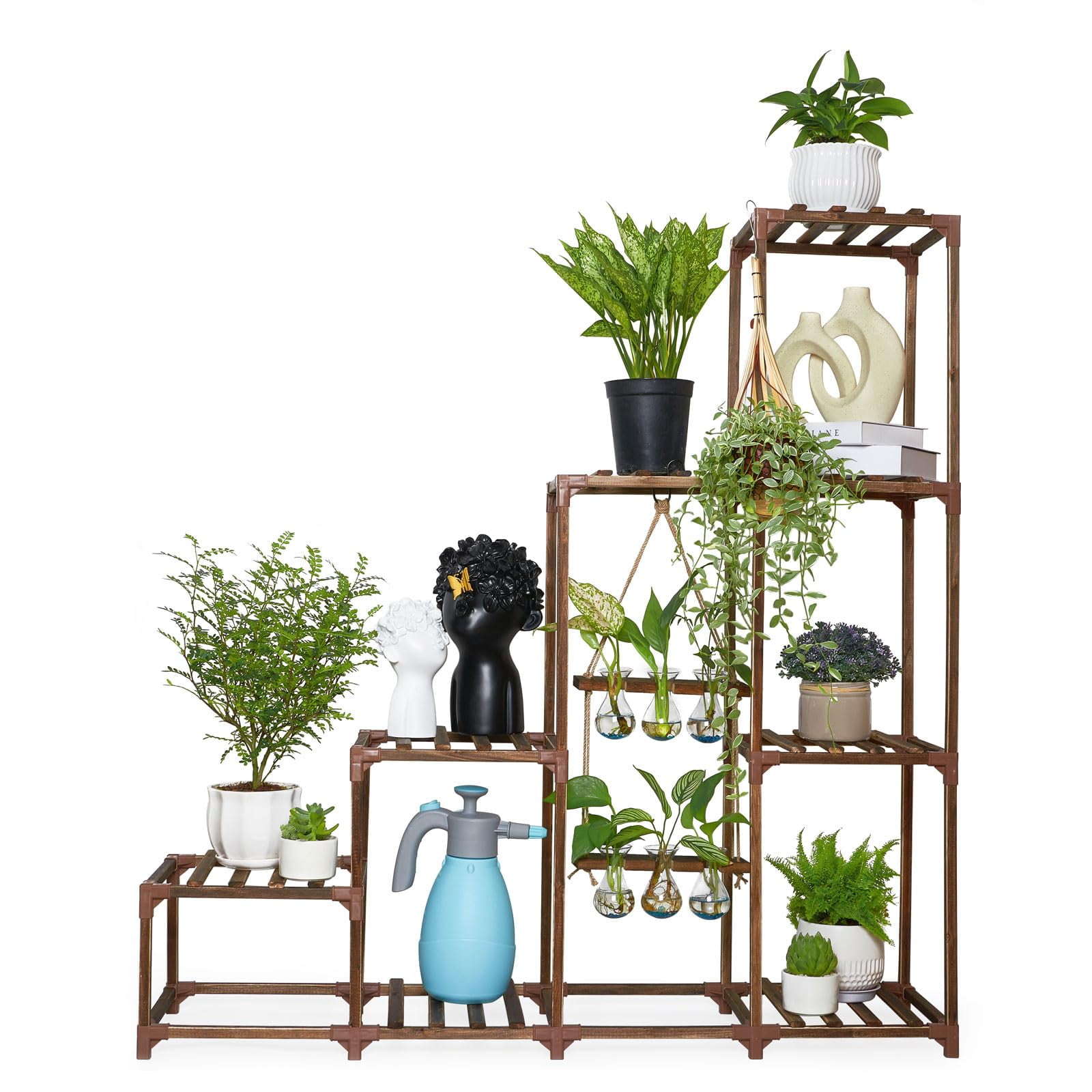XXXFLOWER Plant Stand Indoor Outdoor Wood Plant Shelf for Multiple ...