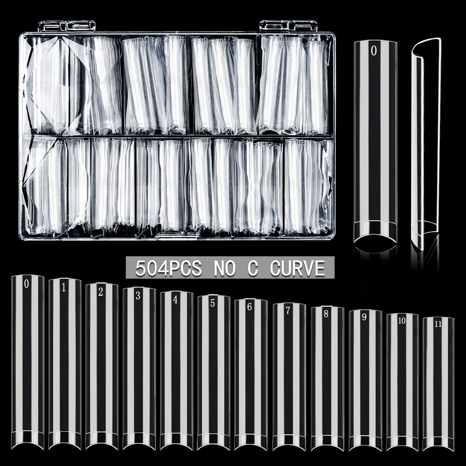 XXXL No C Curve Nail Tips, 504PCS Square Nail Tips for Acrylic Nails ...