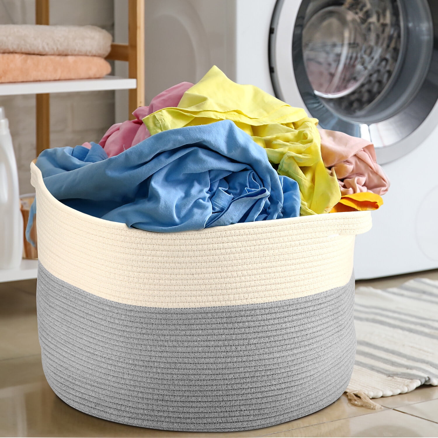 XXXL Cotton Rope Storage Basket 22x14 inch, Large Toy and Laundry ...