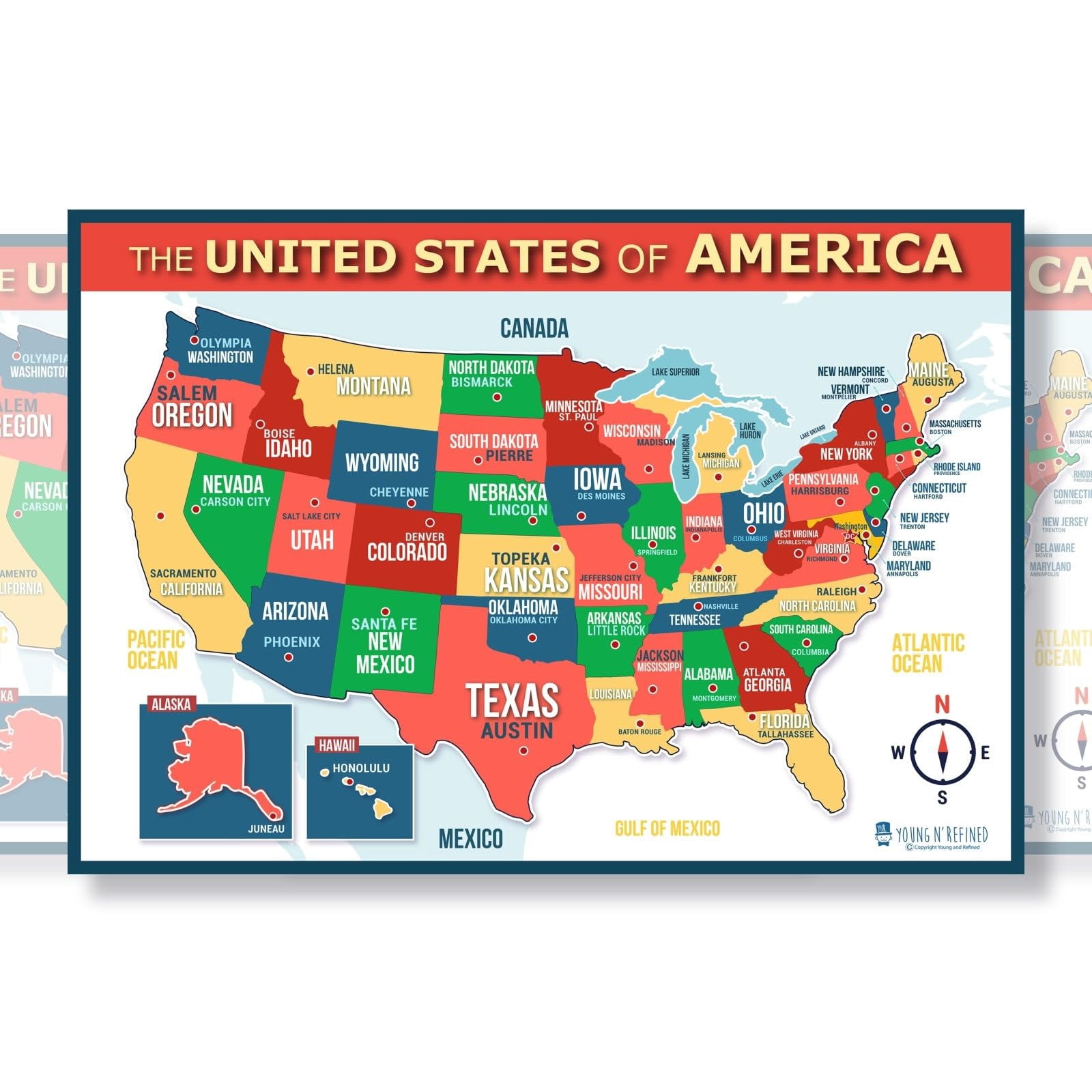 XXXL Learning USA Map for Kids educational Plastic poster for classroom ...