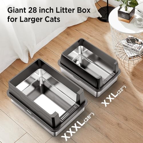 XXXL Stainless Steel Cat Litter Box,CattyKasa 28" L x 20" W Extra Large ...