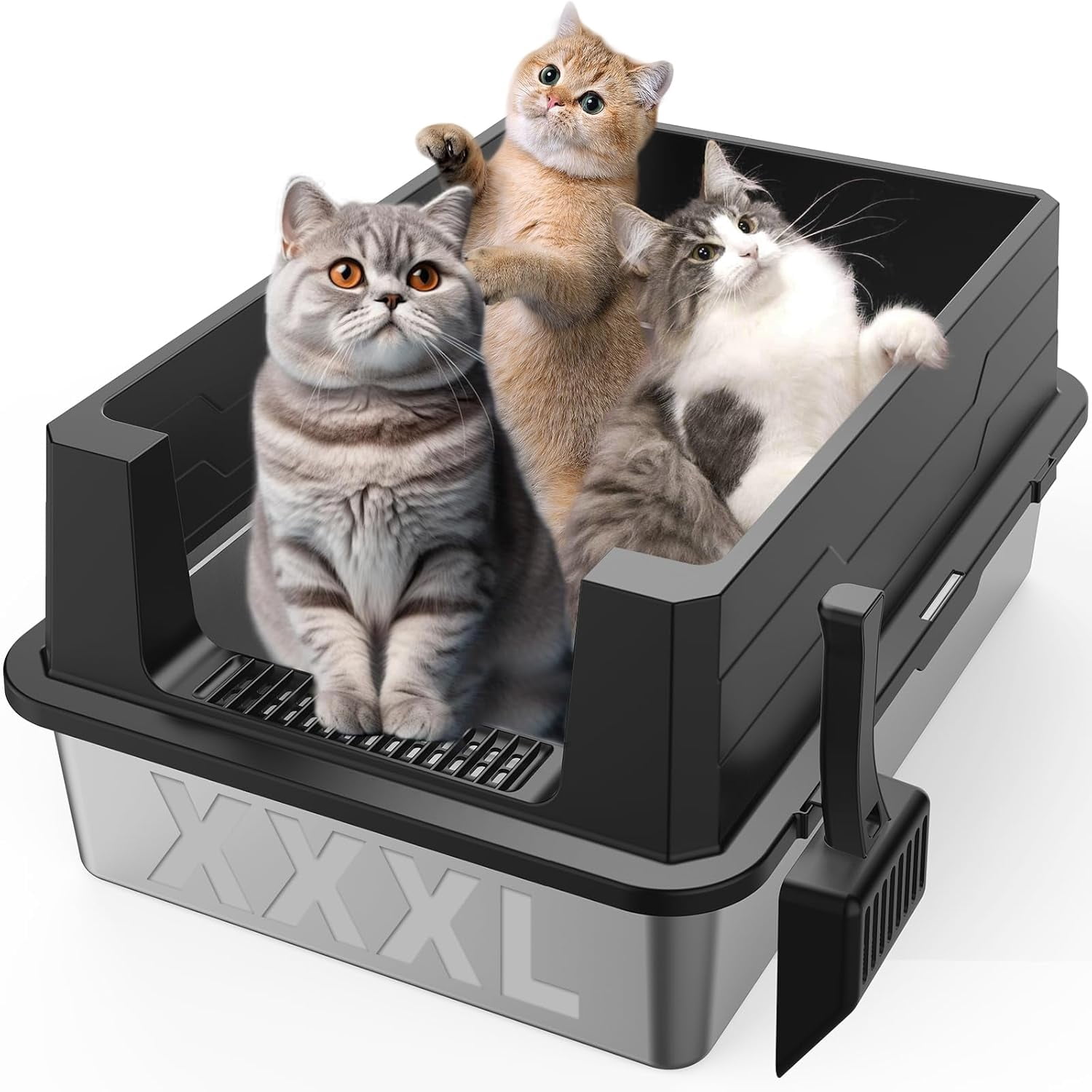 XXXL Stainless Steel Litter Box,Extra Large 28" L x 20" W Metal Litter ...