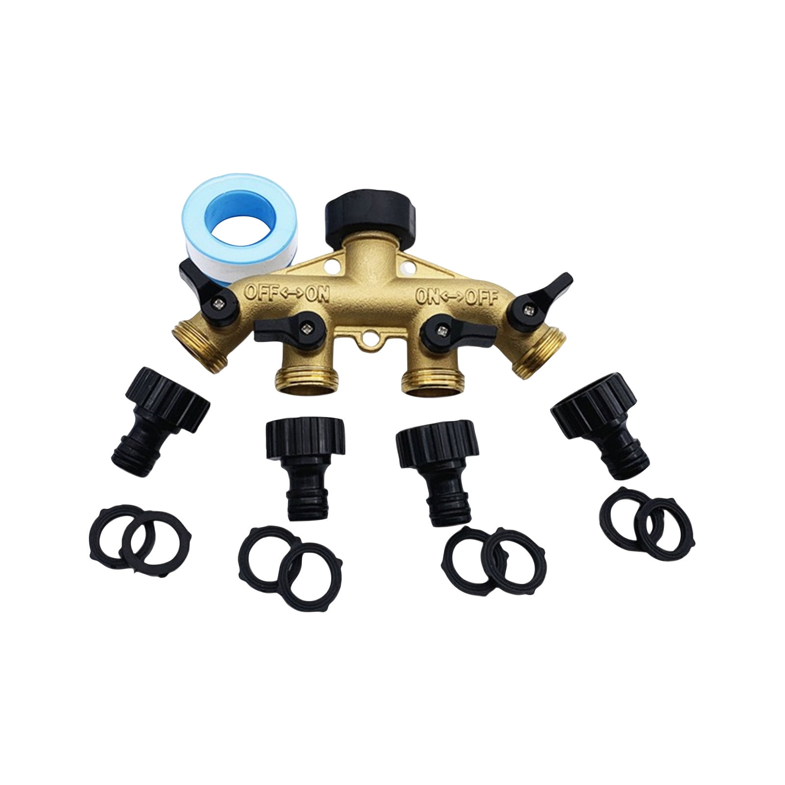 XY Department Store Heavy-Duty Brass 4-Way Hose Splitter with ...