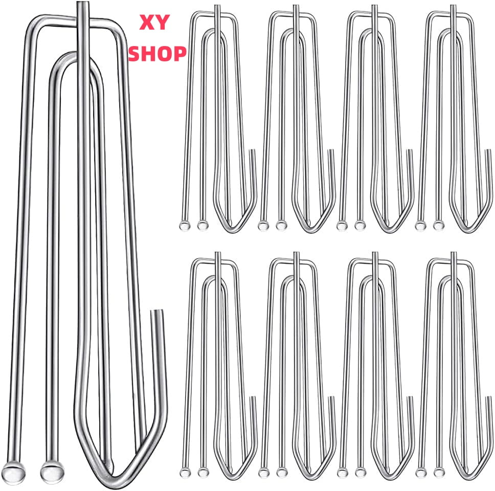 XY SHOP 60PCS Stainless Steel Drapery Hook and Pin - 4 Prongs Pinch ...