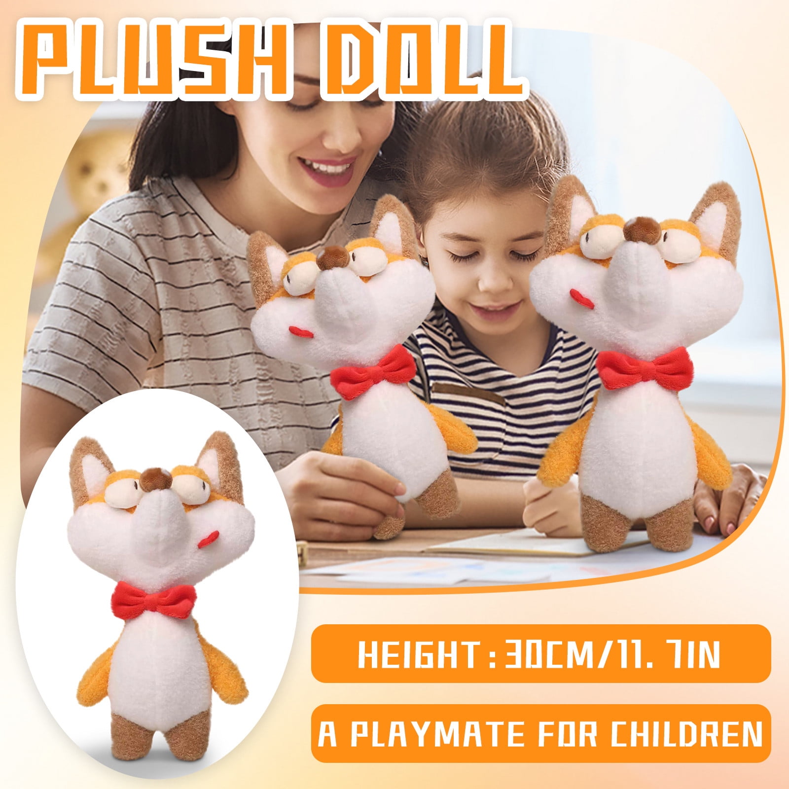 XY Trend Box Adorable Plush Fox Toy with Red Bow Tie – Soft Stuffed ...