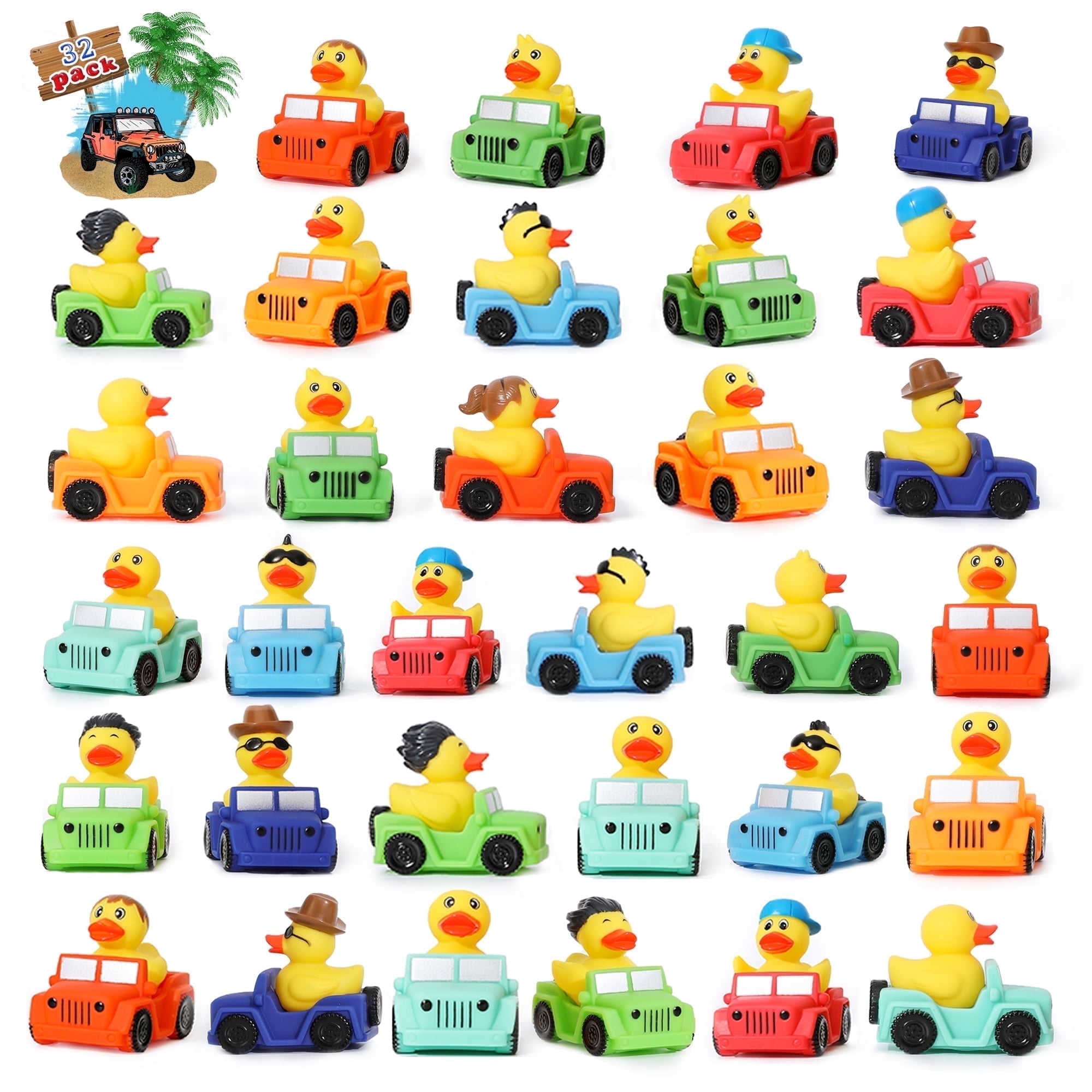 XY-WQ 32 Pack Rubber Ducks for Jeep Ducking, 3-Inch Baby Bath Toy ...