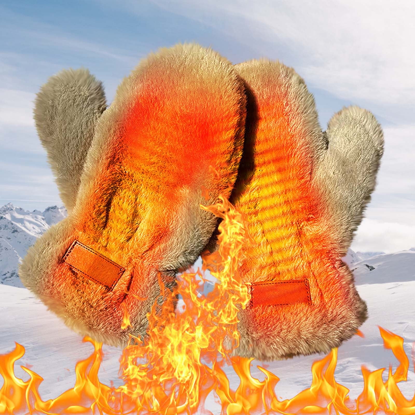 XYAIYT Plush Winter Windproof Mittens Soft Artificial Villus Fabric ...